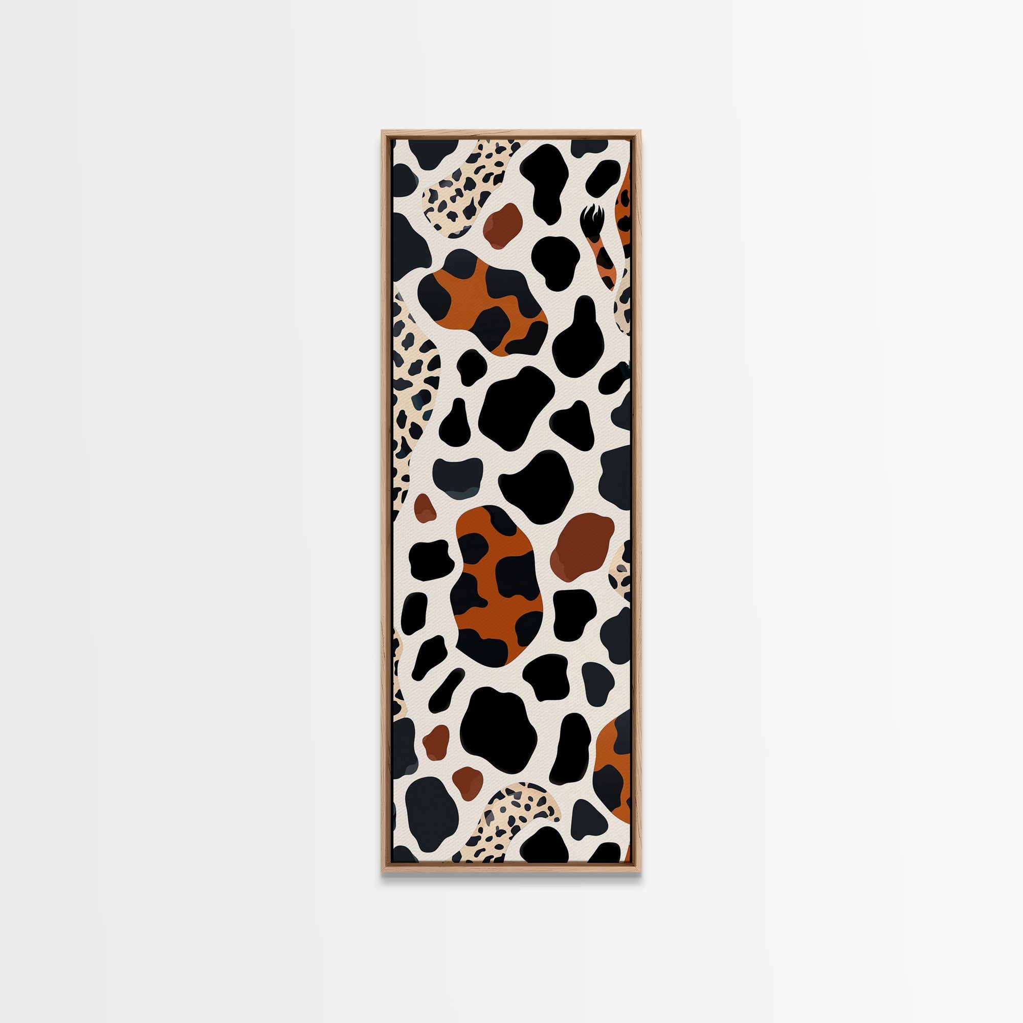 Retro Cheetah Print Wall Art Framed Canvas Print, MCM Style Art, Retro
