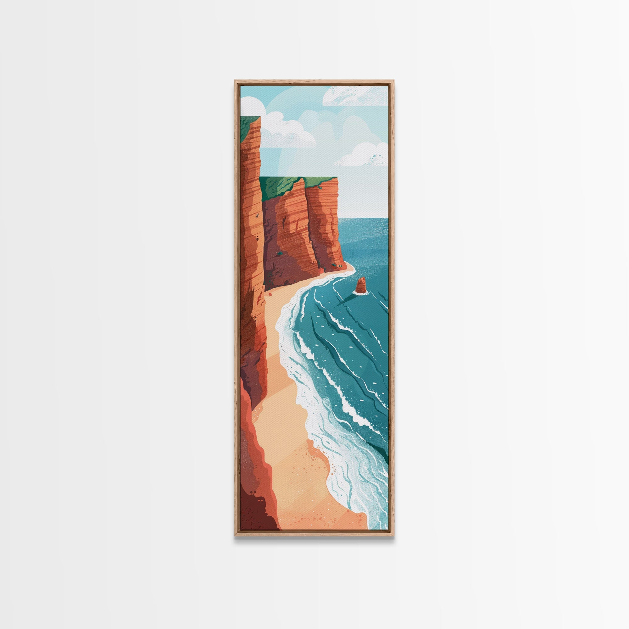 Scenic Coastal Cliffs With Ocean Waves Ukiyo-e Art Japanese Style Fram