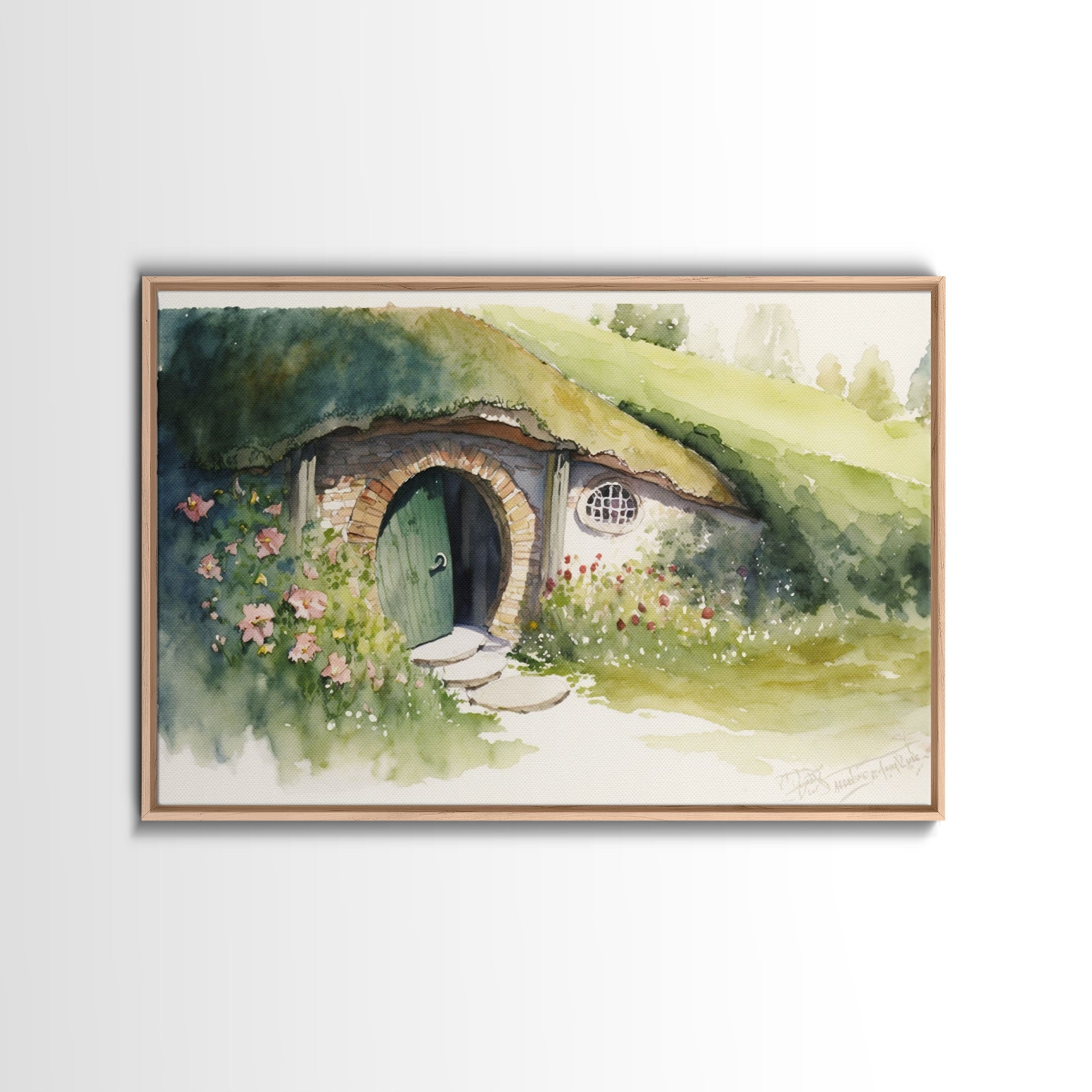 The Shire Oil Painting Print, Framed Wall Art, Hobbitcore Decor, Hobbi