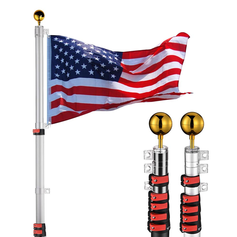 Yescom EZ GO Aluminum Telescopic Flagpole (20', 25', 30' Options)