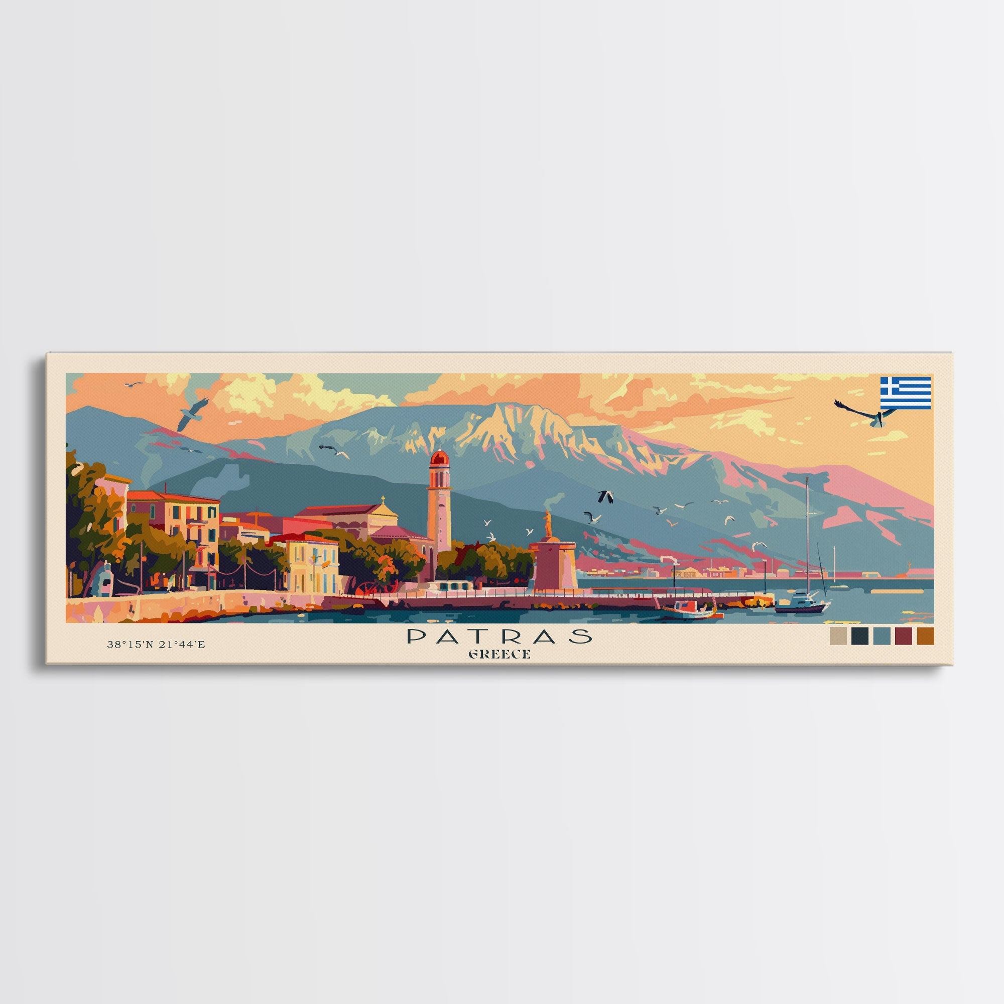 Patras Greece Travel Art, City Art, Framed Canvas Print or Metal Wall