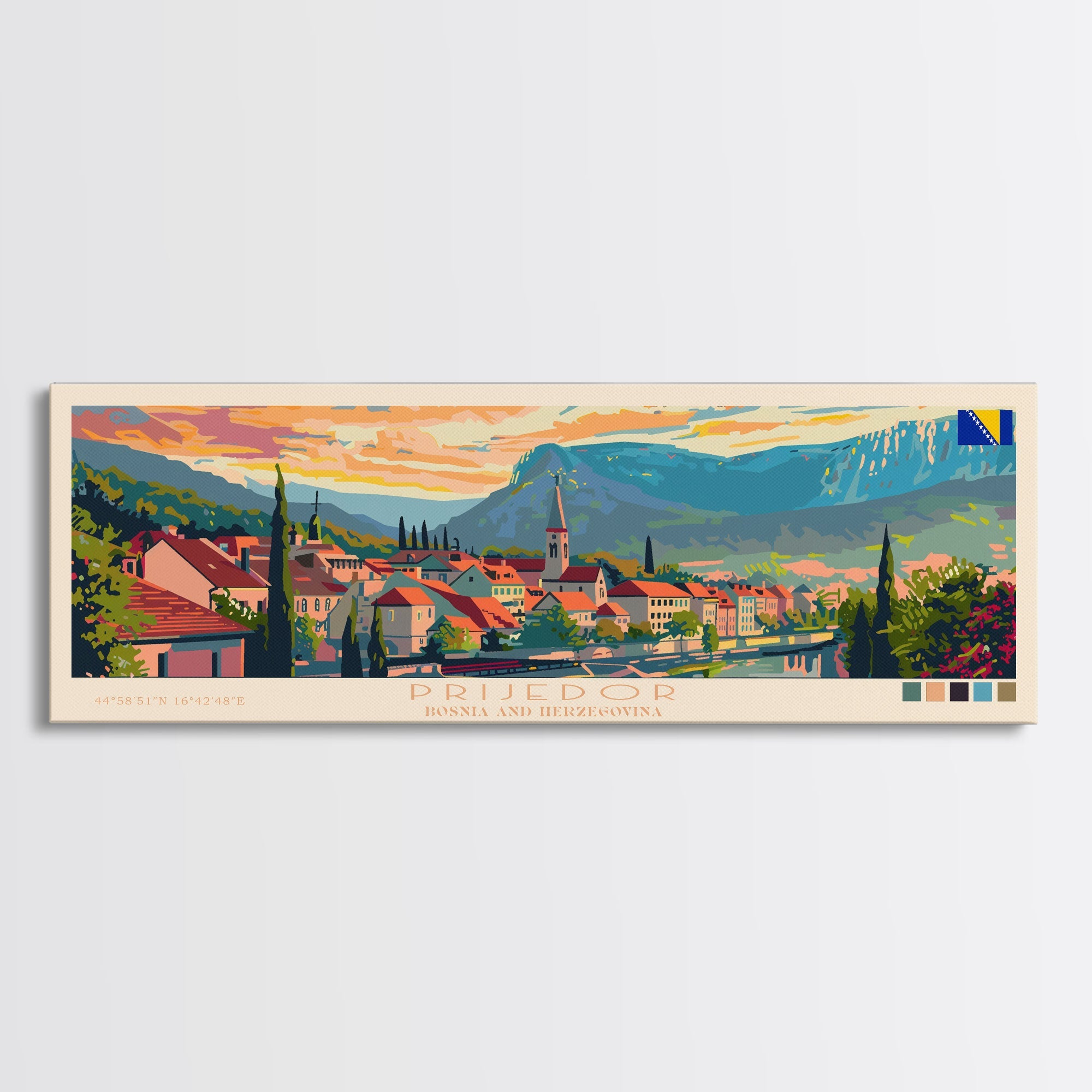 Prijedor Bosnia Travel Art, City Art, Framed Canvas Print or Metal Wal