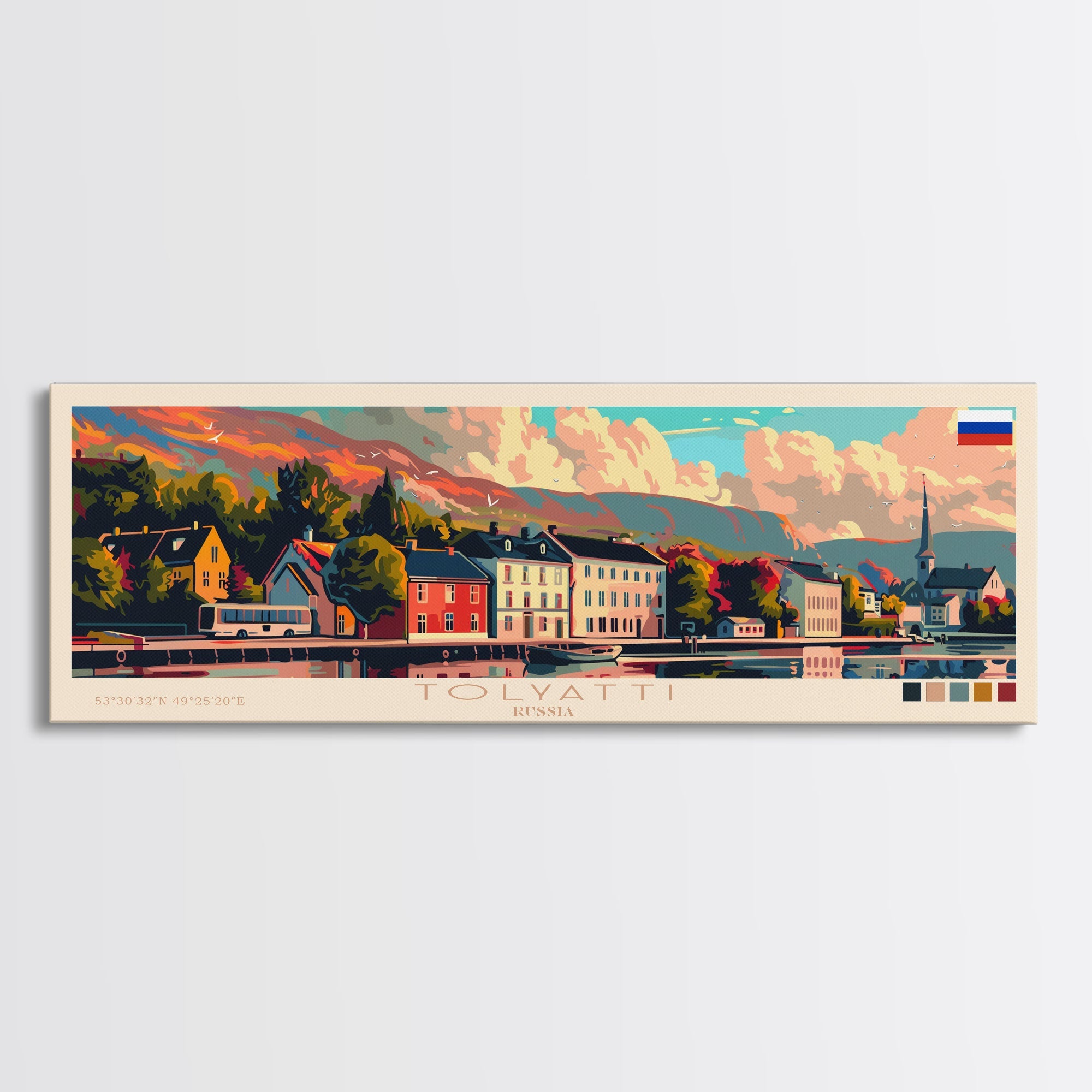 Tolyatti Russia Panoramic Travel Poster, Framed Canvas Print or Metal