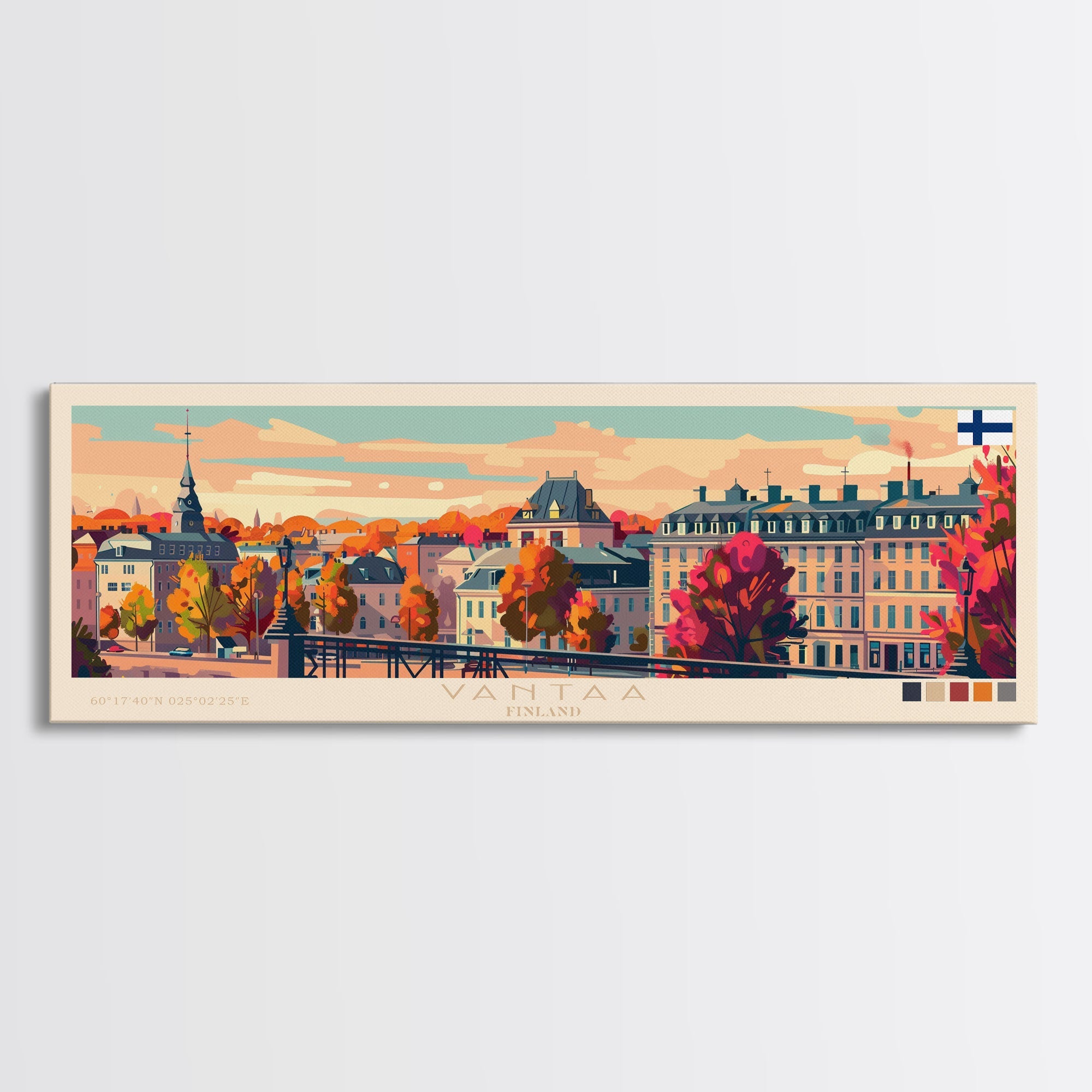 Vantaa Finland Travel Art, City Art, Framed Canvas Print or Metal Wall