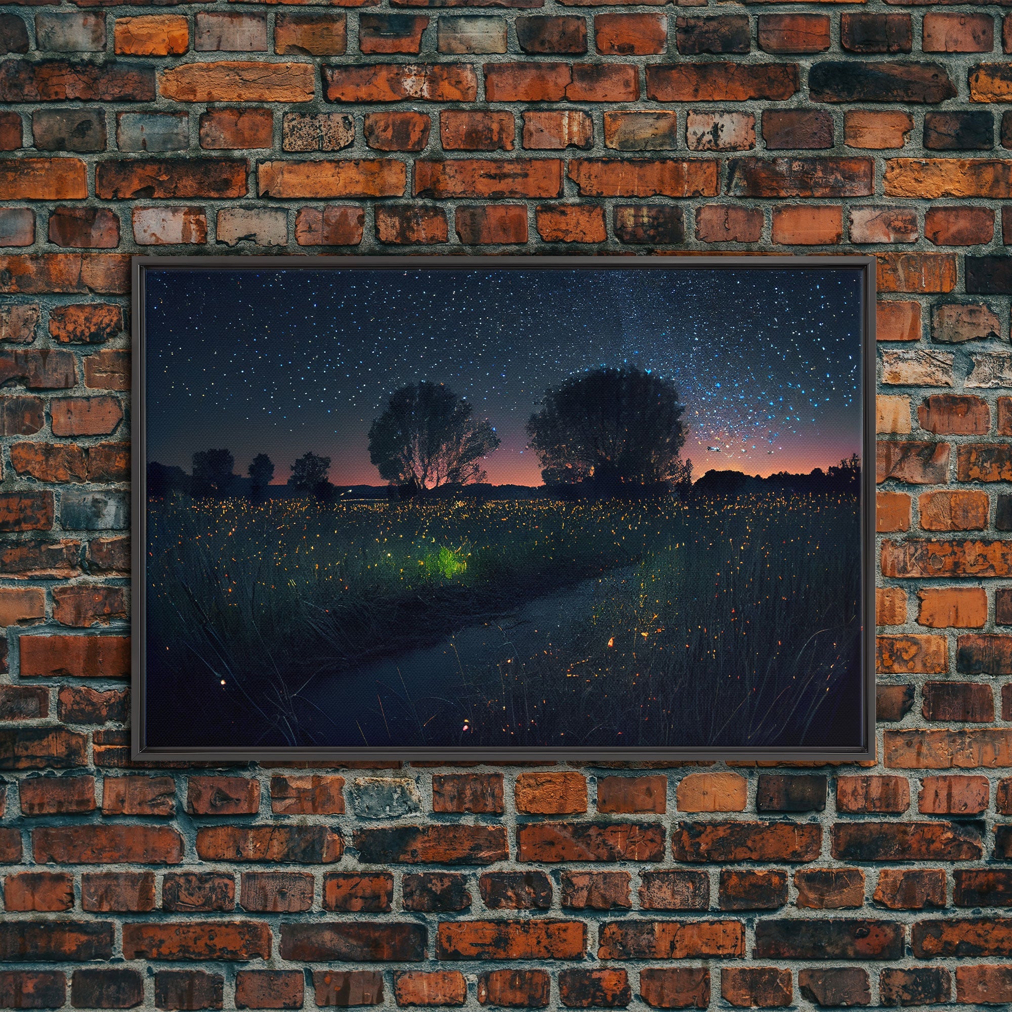 Fireflies light up the Oklahoma Prairie under a Starry night sky, fram