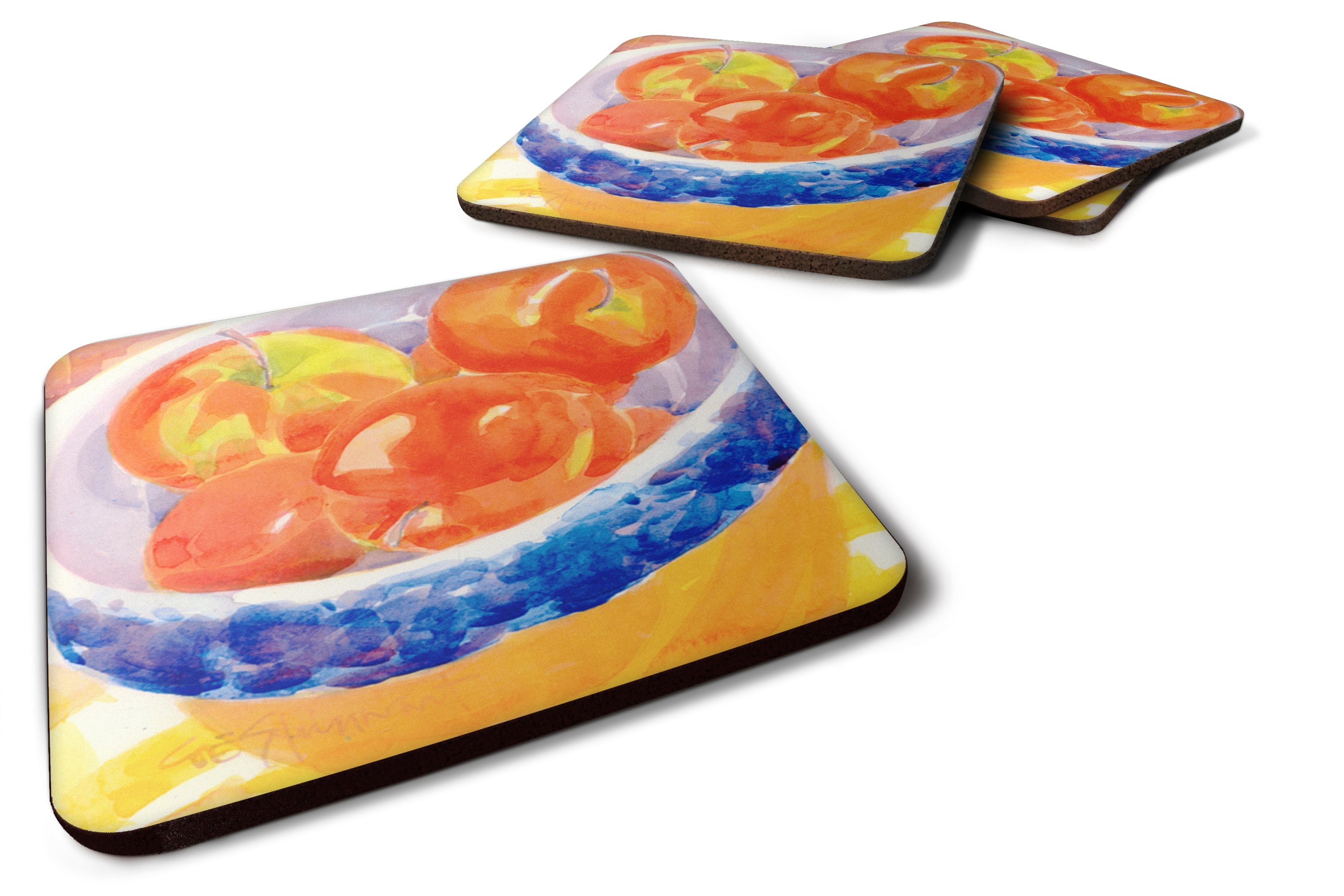 Bowl of Apples Coasters - Set of 4 Lightweight Foam, Absorbent Drink C