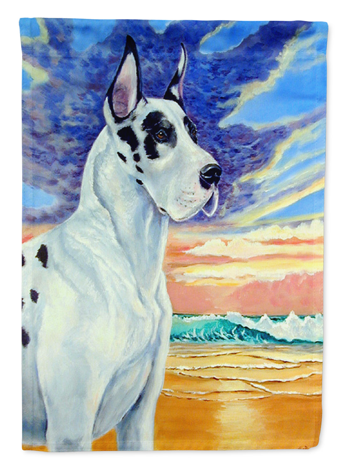 Great Dane Harlequin Dane at Sunset Garden Flag – Decorative Outdoor Y