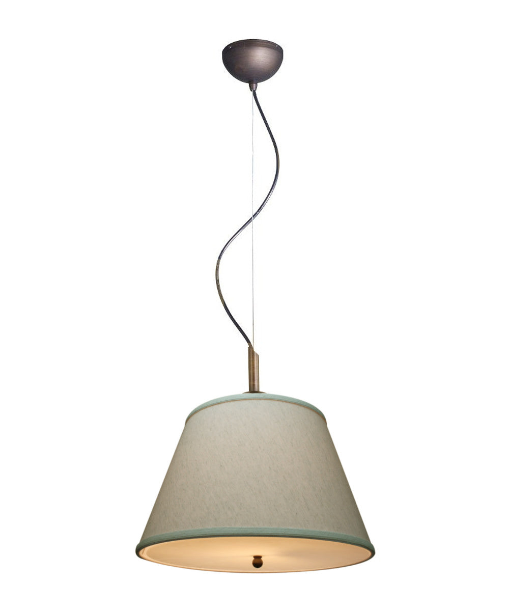 16"W Gold-laced Cafe Pendant Light with Textured Oatmeal Slotted Penda