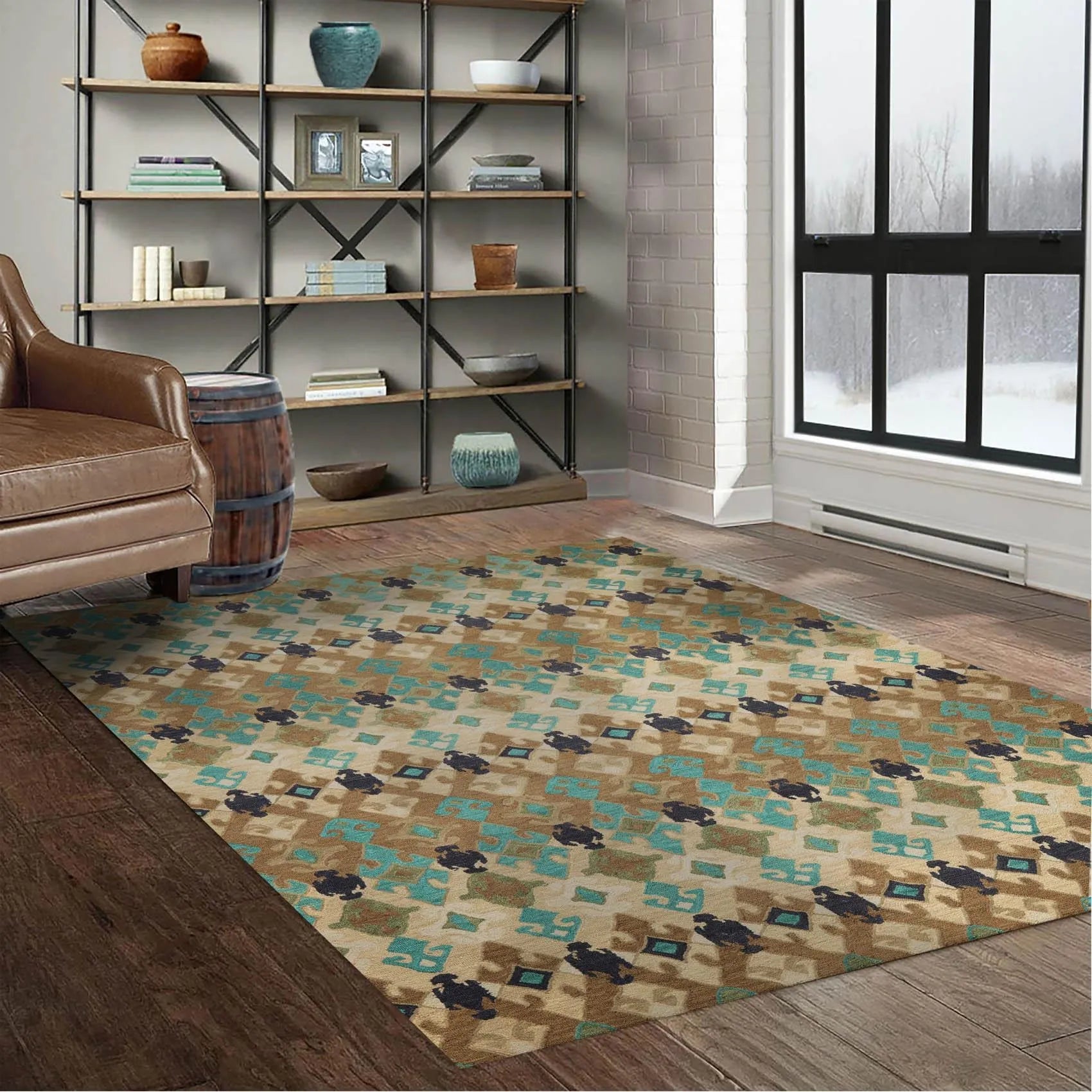 Multi Sizes Handmade 100% Wool Modern Loop & Cut Pile Area Rug Beige