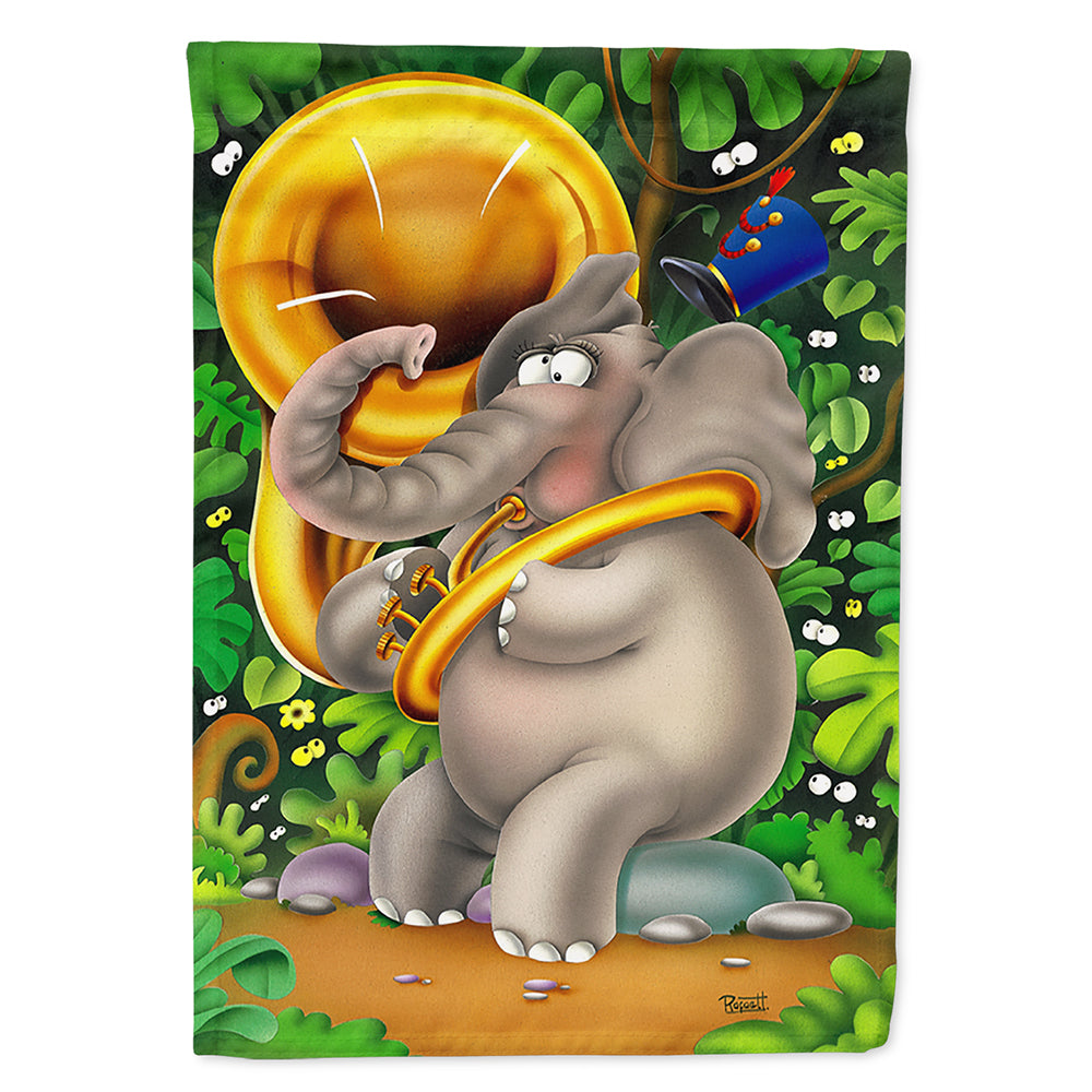 Elephant playing the Tuba Flag Canvas House Size APH0248CHF
