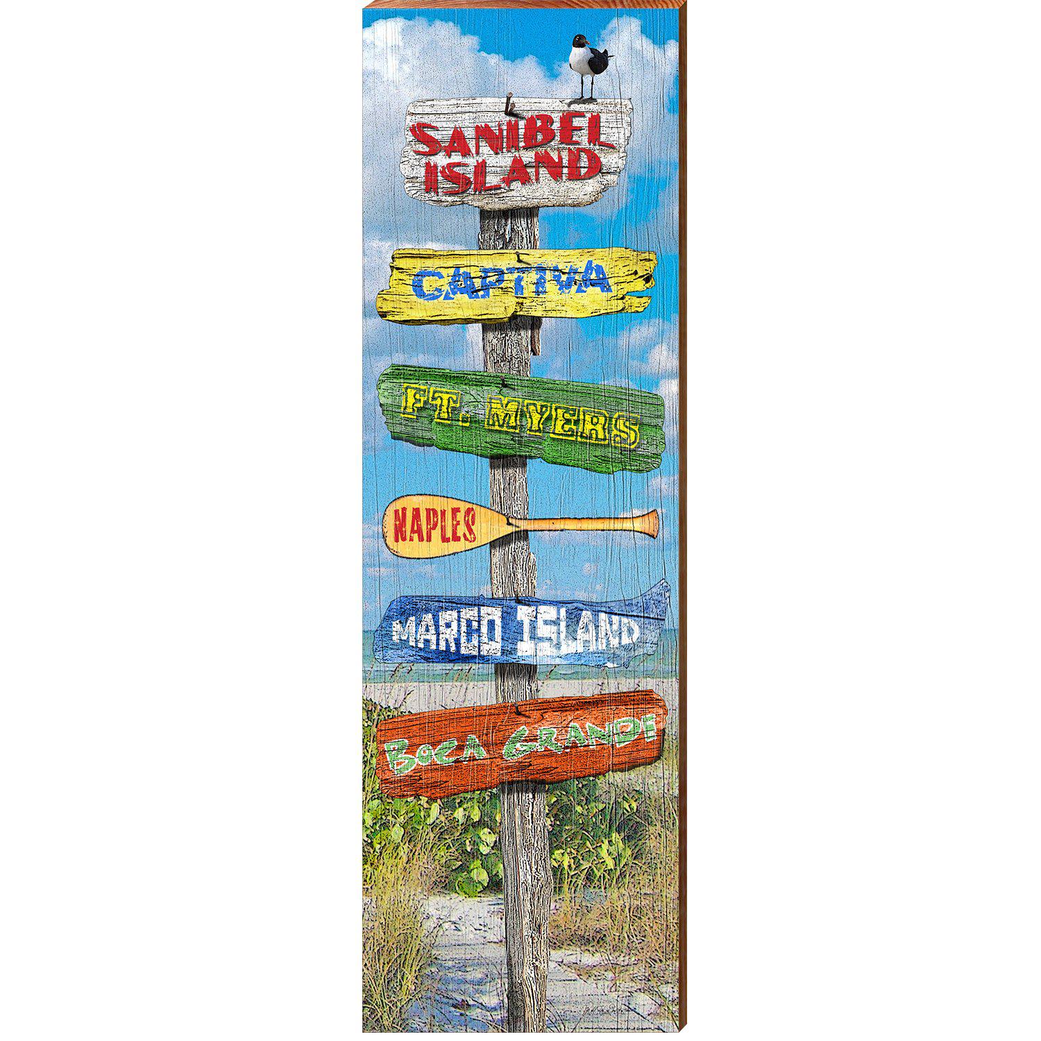 Sanibel Island, Florida Wooden Sign | Wall Art Print on Real Wood