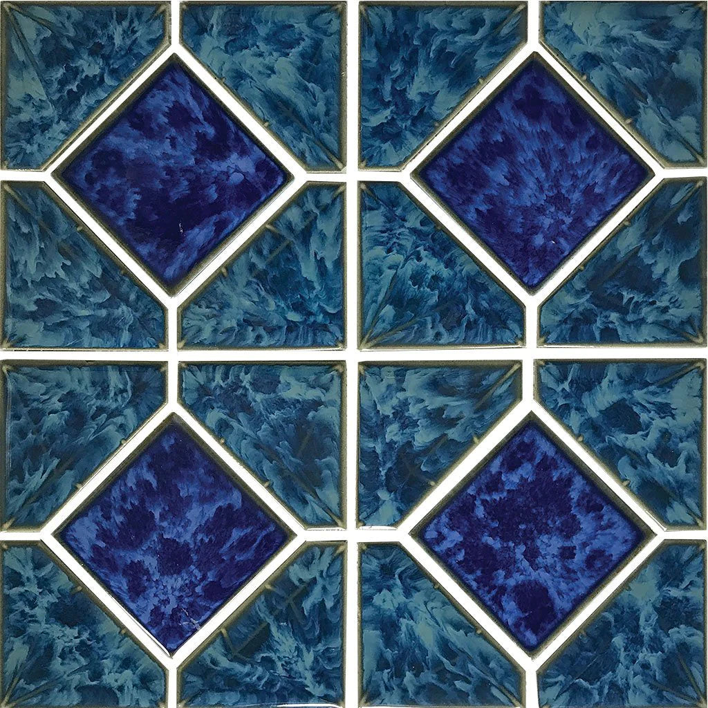 Aquatica Atlantic Green Akron Porcelain Mosaic Tile 12"x12" - Diamond