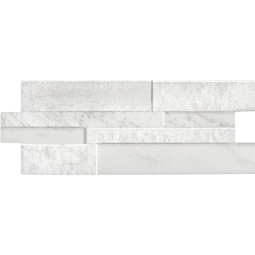 Aquatica White Ledgerstone Porcelain Wall Tile 6.25"x15.75" - Marmi Co