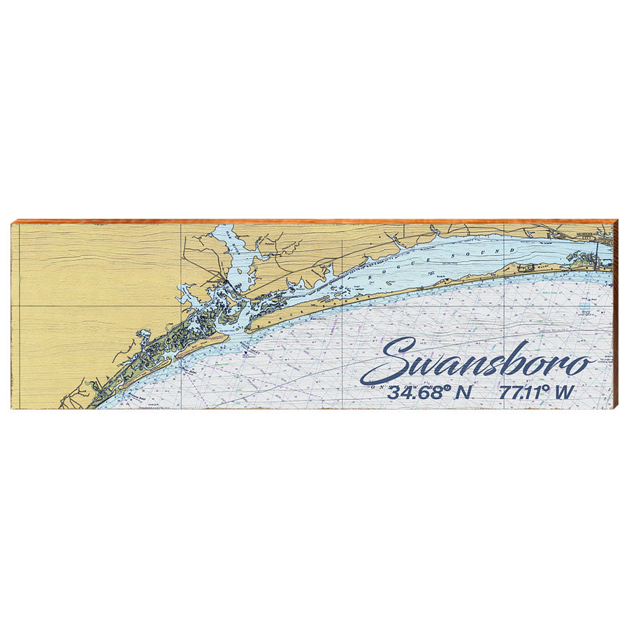 Swansboro, North Carolina Latitude Longitude Map Wooden Sign | Wall Ar