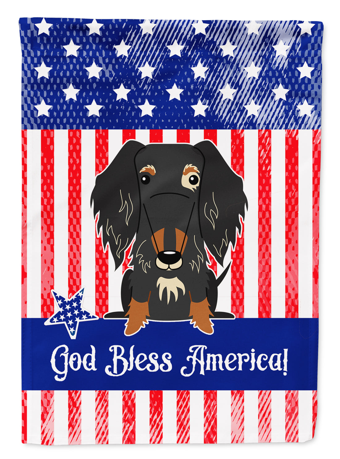 Patriotic USA Wire Haired Dachshund Dapple Garden Flag - Outdoor Decor