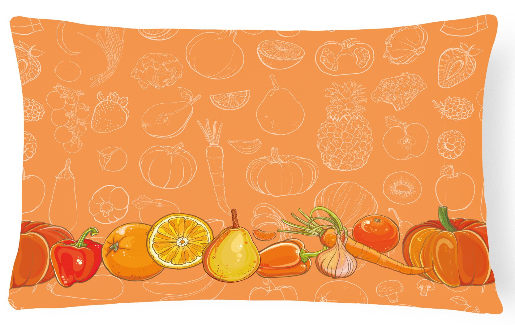 Fruits and Vegetables in Orange Canvas Fabric Decorative Pillow BB5131