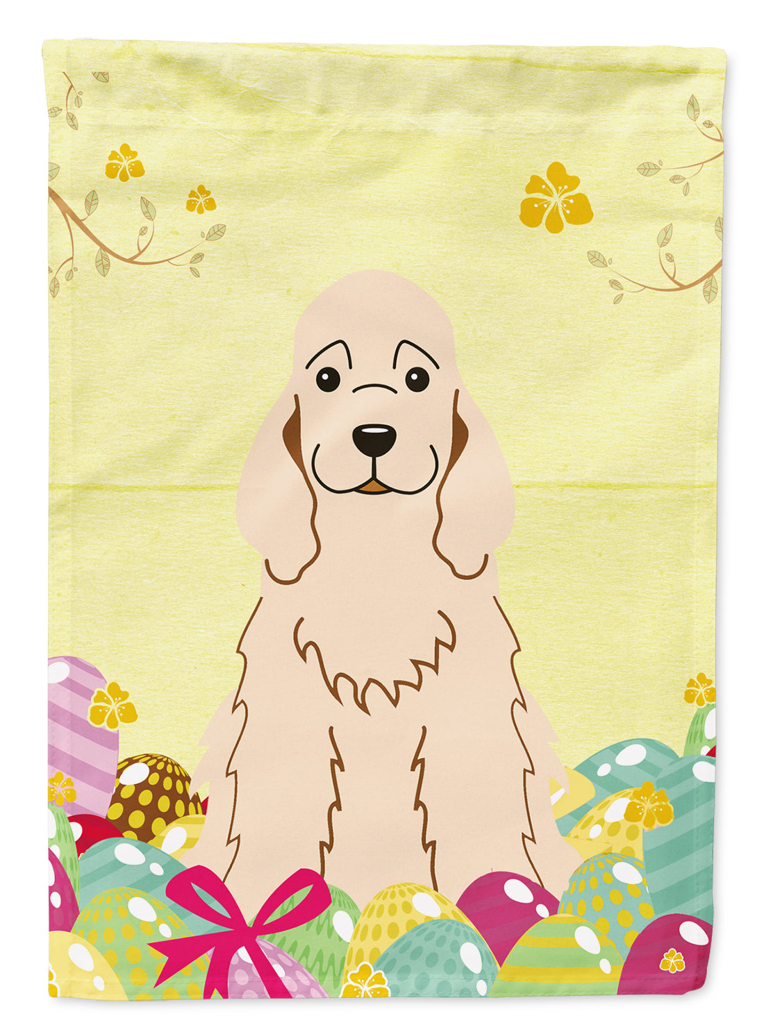 Easter Eggs Cocker Spaniel Buff Garden Flag - Outdoor Decorative Yard