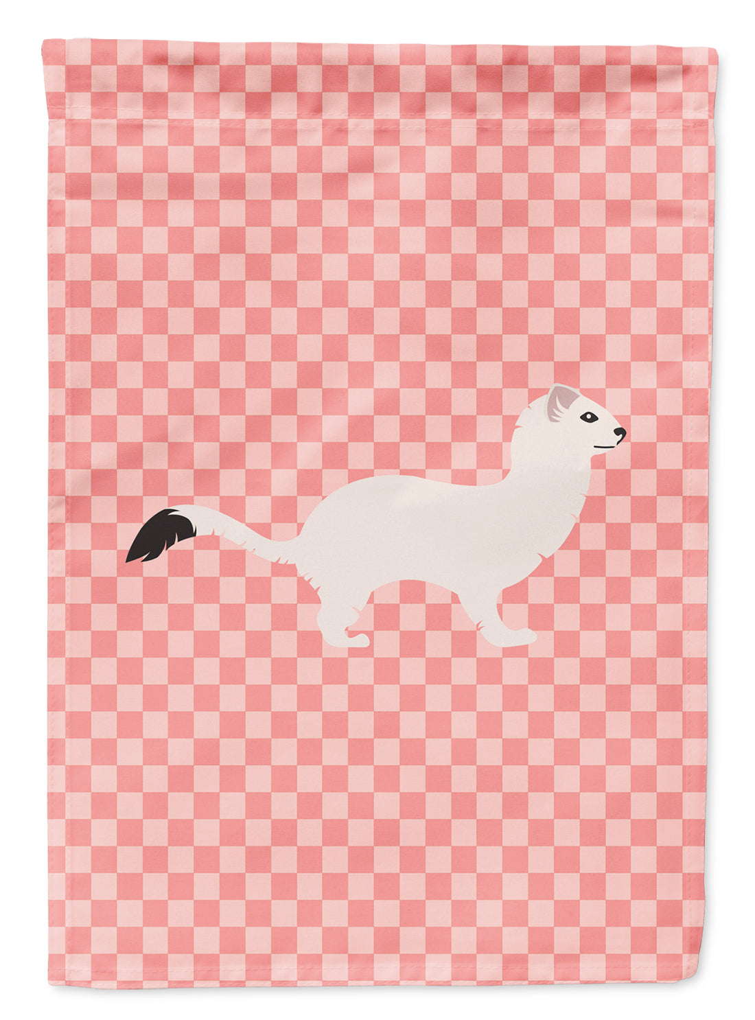 Stoat Short-tailed Weasel Pink Check Garden Flag - Outdoor Decorative