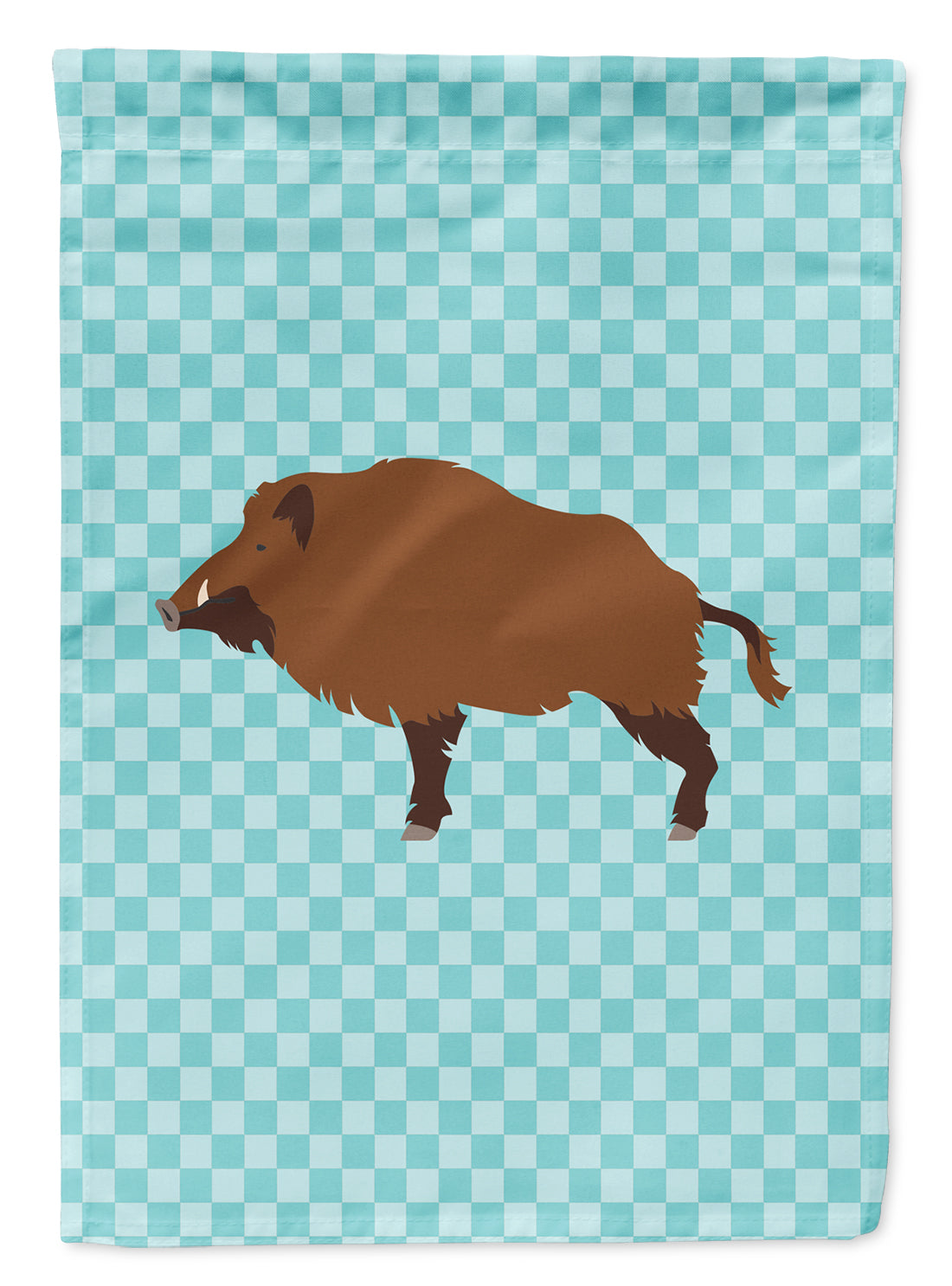 Wild Boar Pig Blue Check Garden Flag - Outdoor Decorative Yard Flag