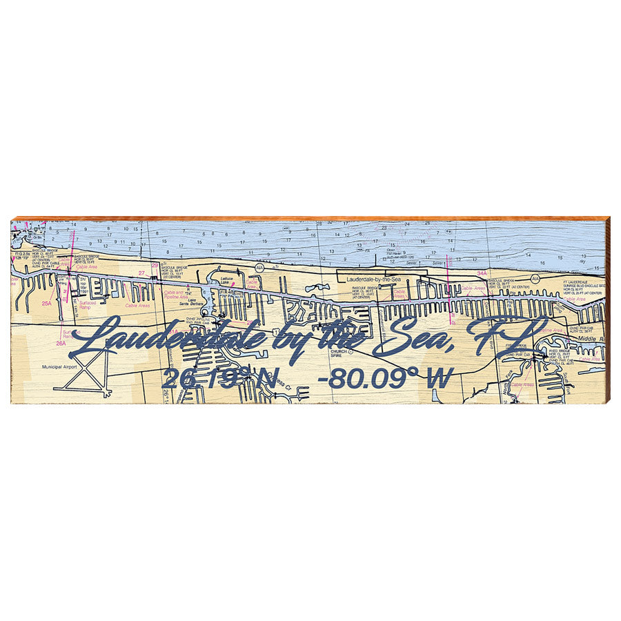 Lauderdale by the Sea, Florida Latitude Longitude Map Wooden Sign | Wa