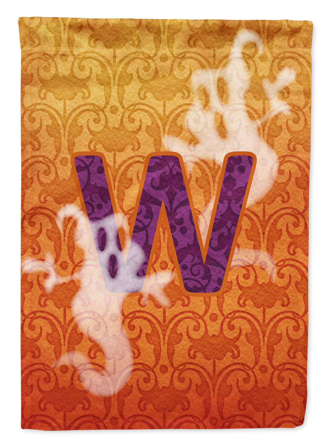 Halloween Ghost Letter W Monogram Initial Garden Flag - Outdoor Decora