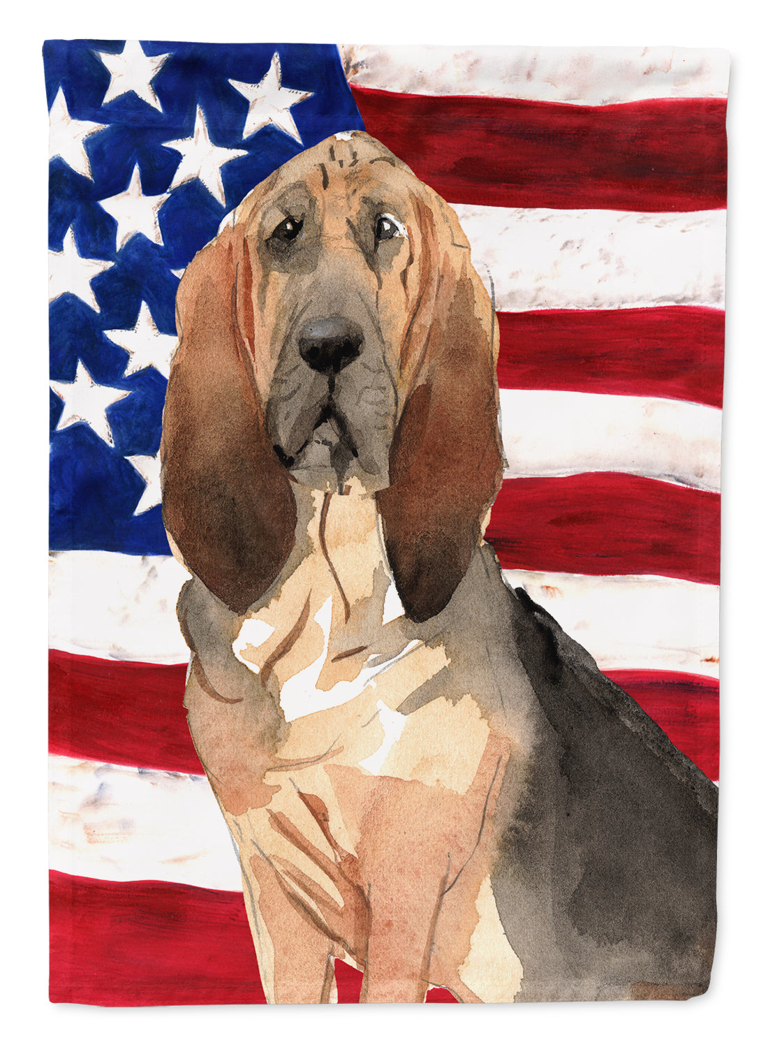 Patriotic USA Bloodhound Flag Canvas House Size CK1739CHF
