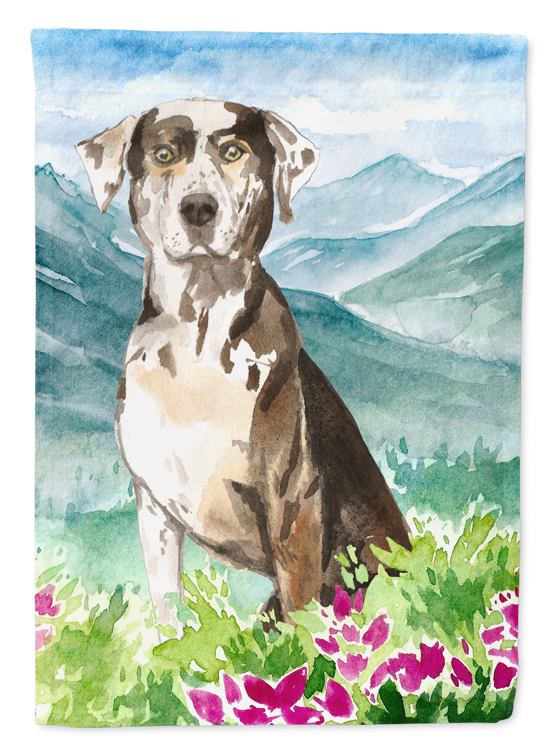 Mountain Flowers Catahoula Leopard Dog Garden Flag - Outdoor Decorativ
