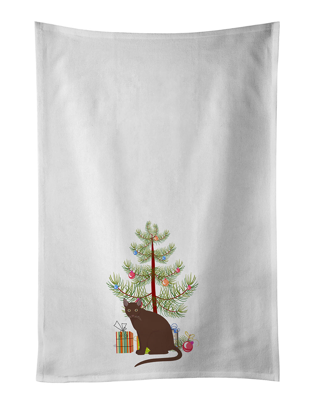 Raas Cat Merry Christmas White Kitchen Towel Set of 2