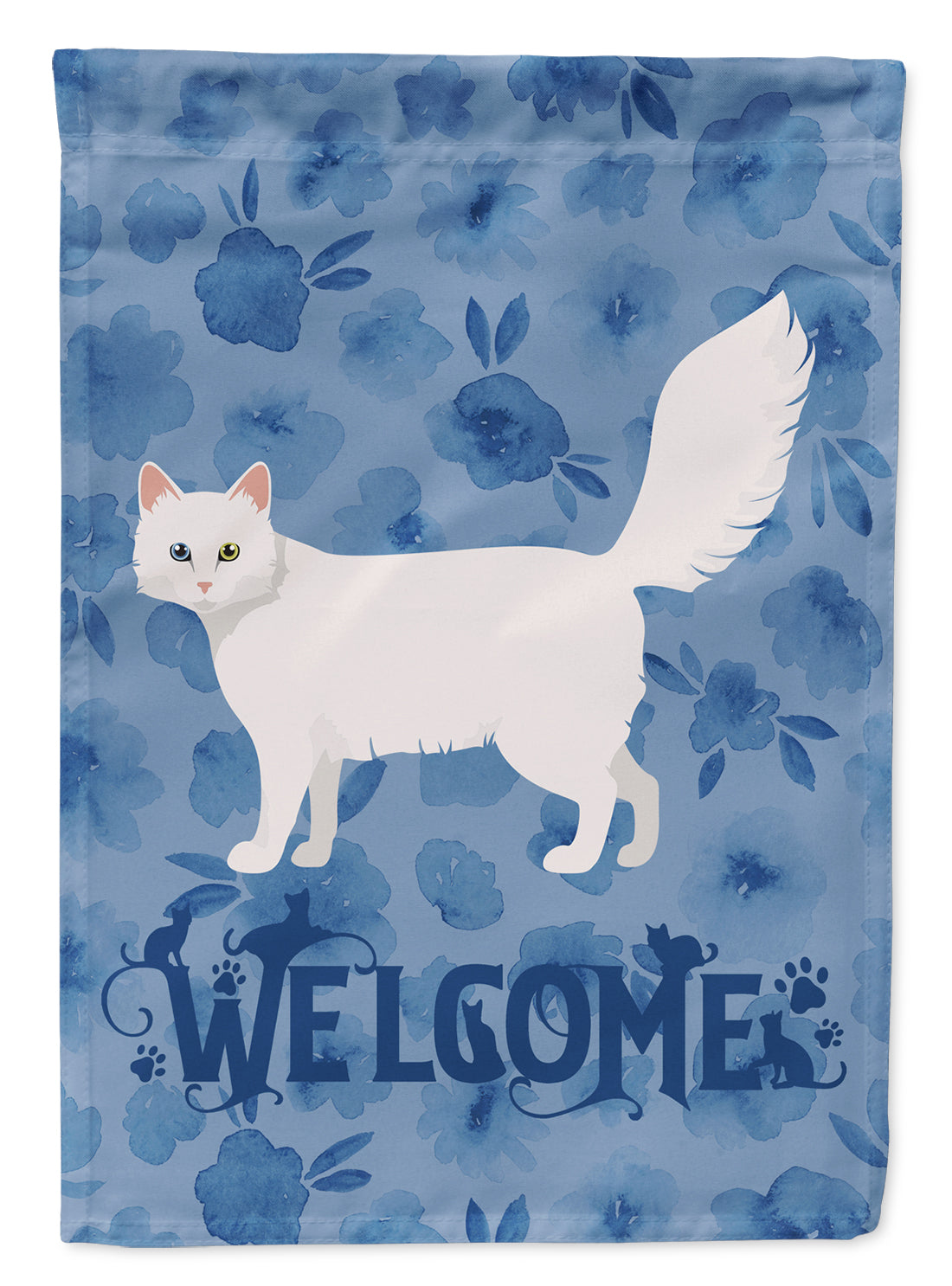 Turkish Angora Cat Welcome Garden Flag - Outdoor Decorative Yard Flag