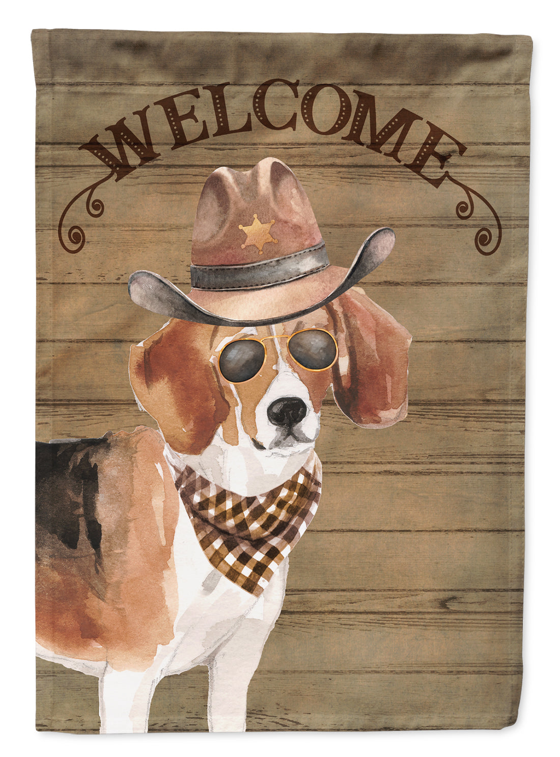 Beagle Cowboy Dog Welcome Garden Flag – Western-Style Dog with Hat & S