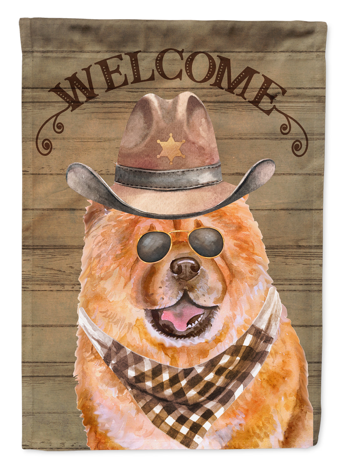 Chow Chow Cowboy Dog Welcome Garden Flag – Western-Style Dog with Hat