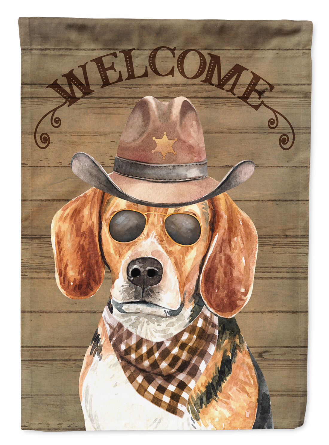 Beagle #3 Cowboy Dog Welcome Garden Flag – Western-Style Dog with Hat