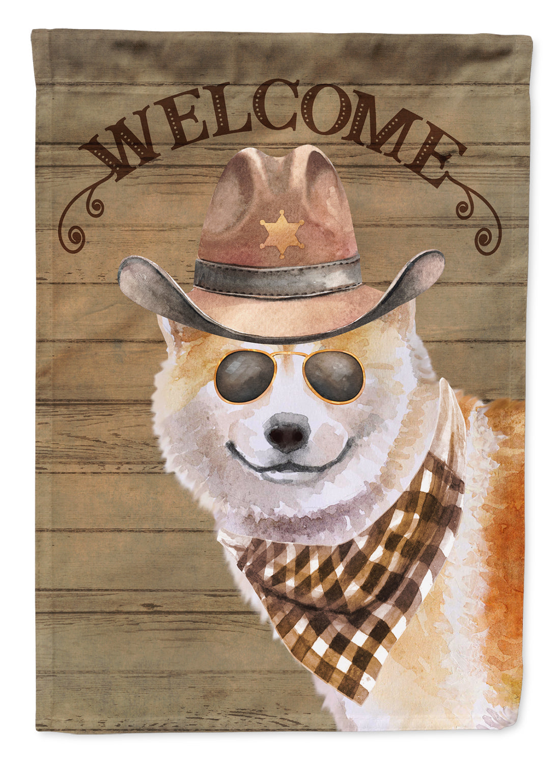 Shiba Inu Cowboy Dog Welcome Garden Flag – Western-Style Dog with Hat