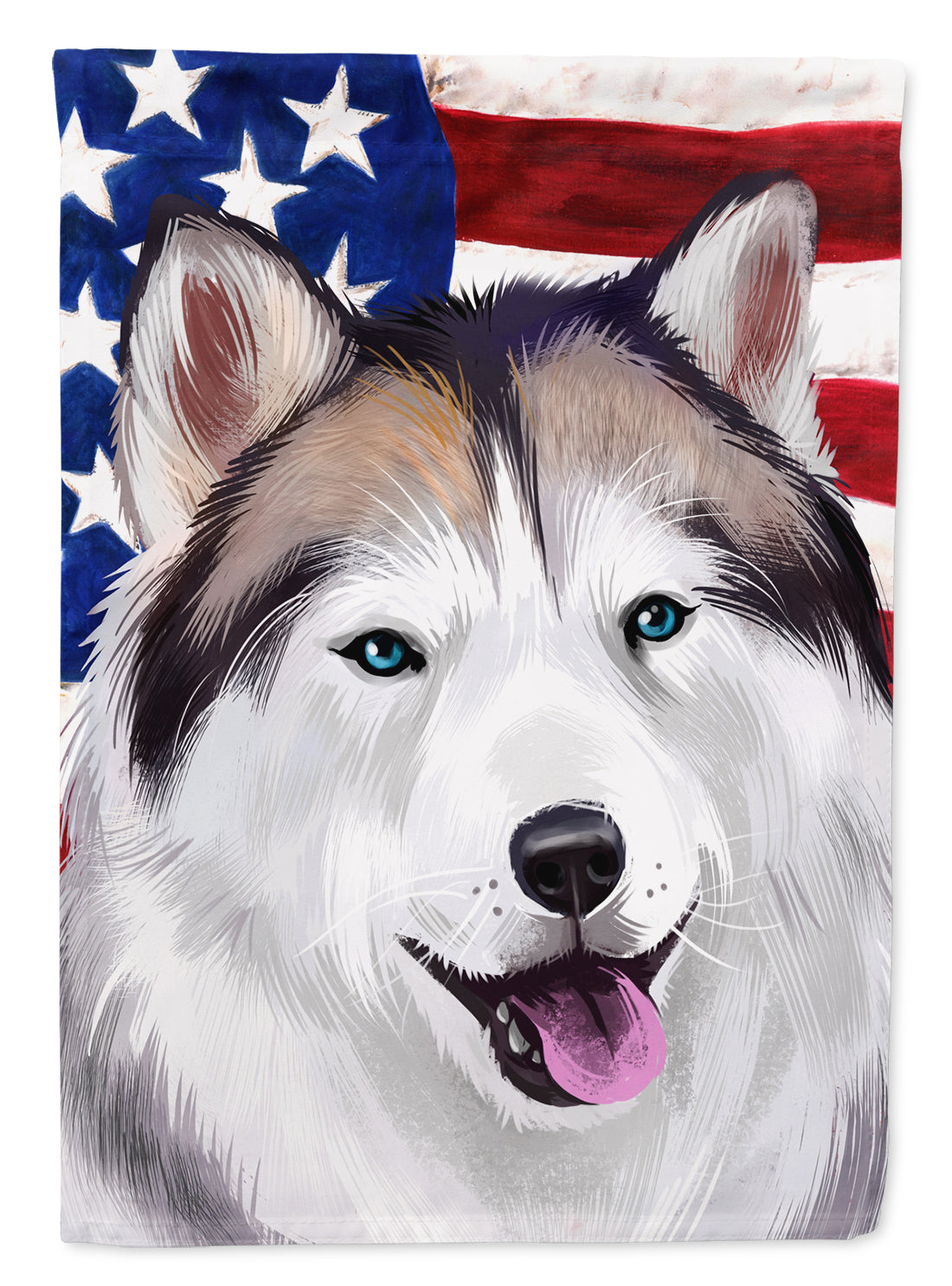 Alaskan Husky American Flag Garden Flag - Outdoor Decorative Yard Flag