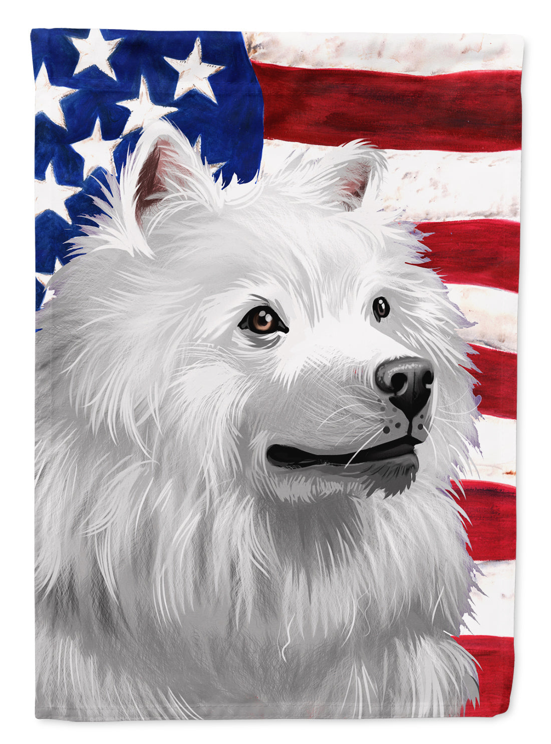 American Eskimo Dog American Flag Garden Flag - Outdoor Decorative Yar