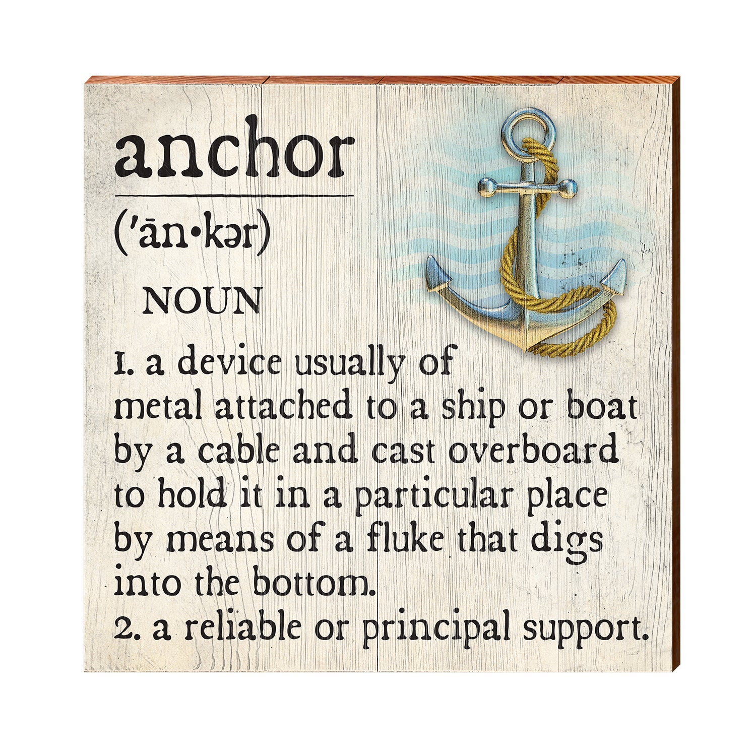 Achor Definition Wooden Sign | Wall Art Print on Real Wood | Coastal N