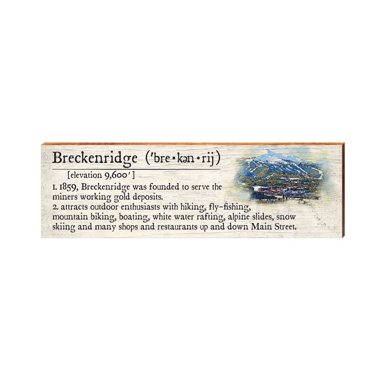 Breckenridge, Colorado Definition Wooden Sign | Wall Art Print on Real