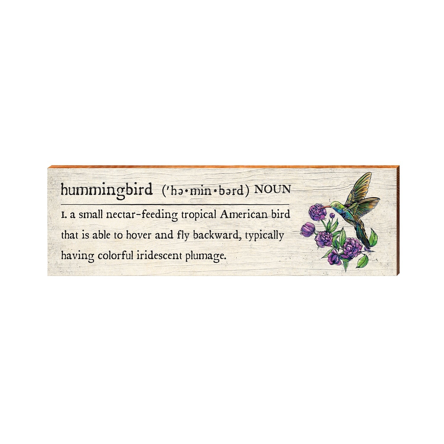 Hummingbird Definition Wooden Sign | Wall Art Print on Real Wood