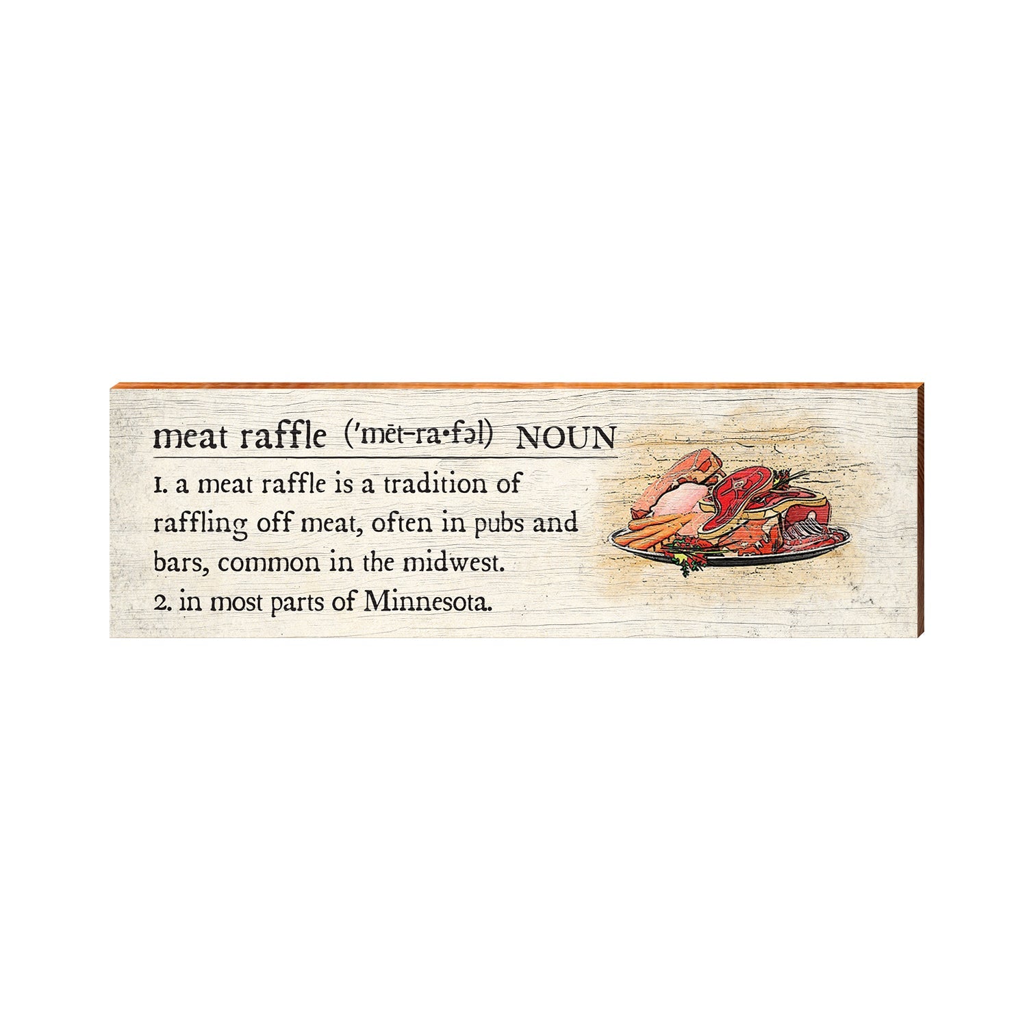 Meat Raffle Definition Wooden Sign | Wall Art Print on Real Wood | Min