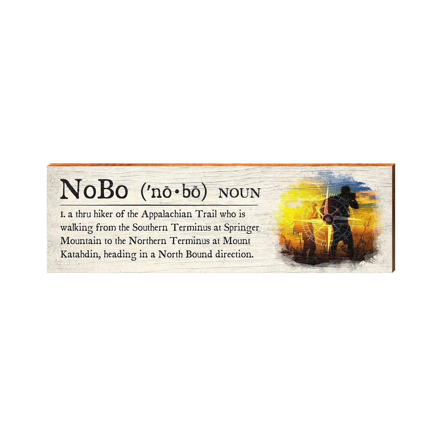 NoBo Hiking Definition Wooden Sign | Wall Art Print on Real Wood | Lod