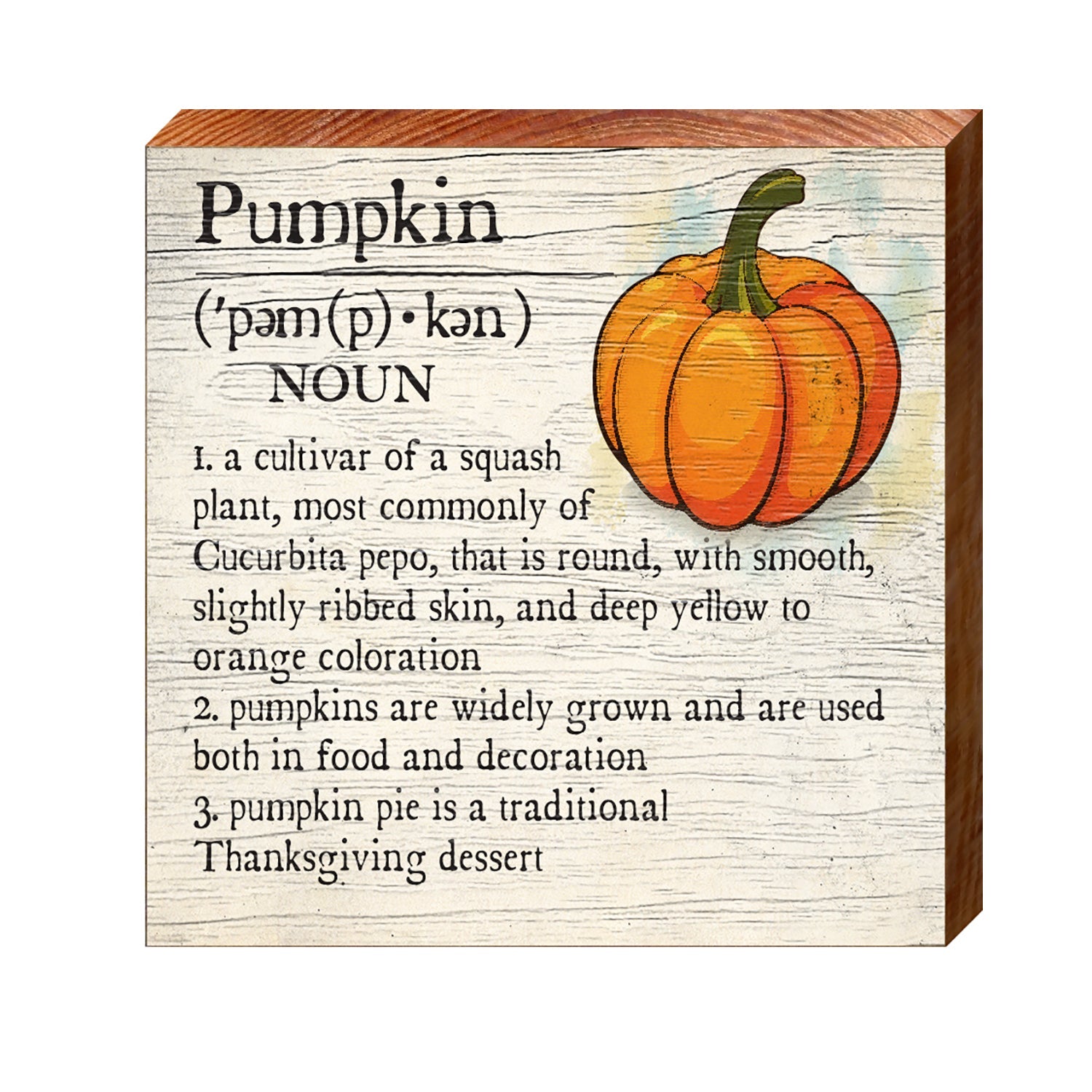 Pumpkin Definition Wooden Sign | Wall Art Print on Real Wood | Hallowe