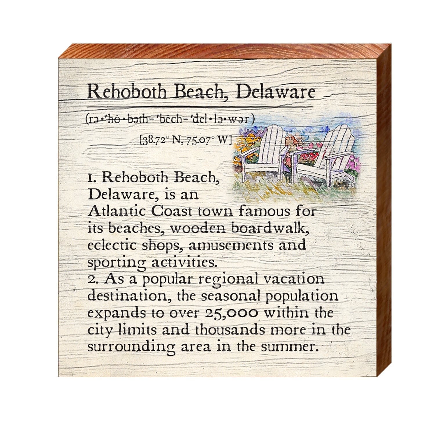 Rehoboth Beach, Delaware Definition Wooden Sign | Wall Art Print on Re