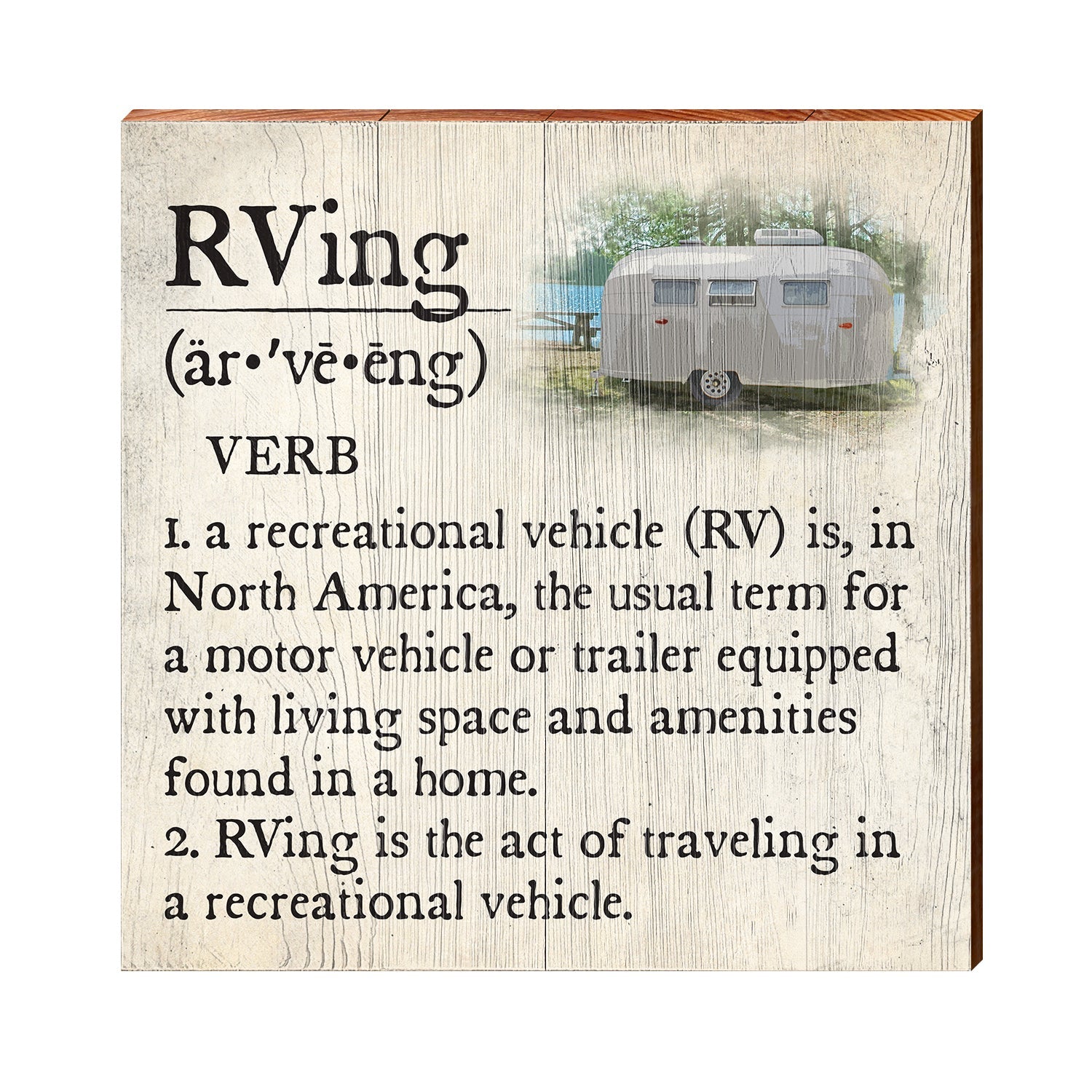 RV'ing Definition Wooden Sign | Wall Art Print on Real Wood | RV Home