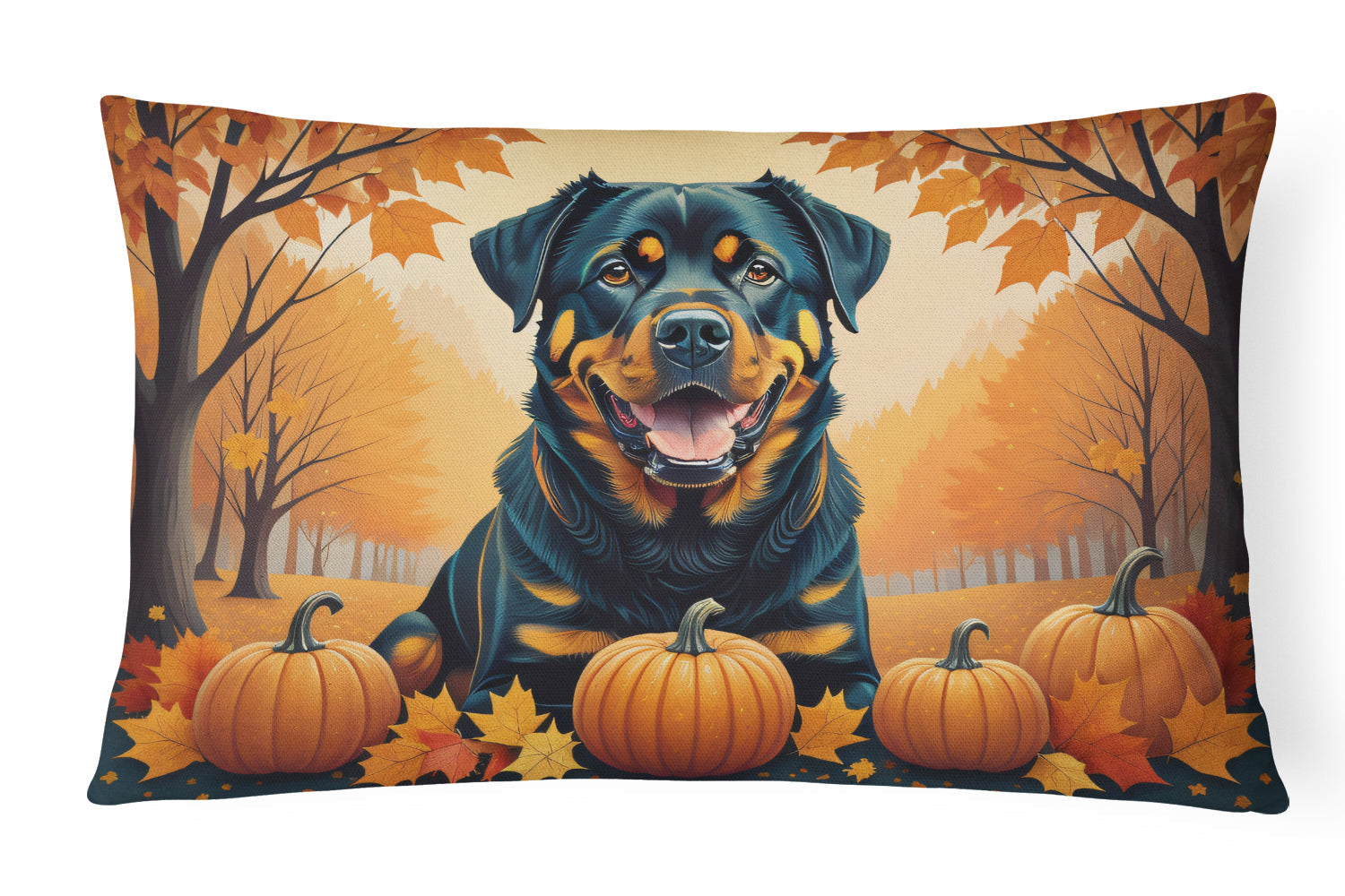 Rottweiler Fall Fabric Decorative Pillow