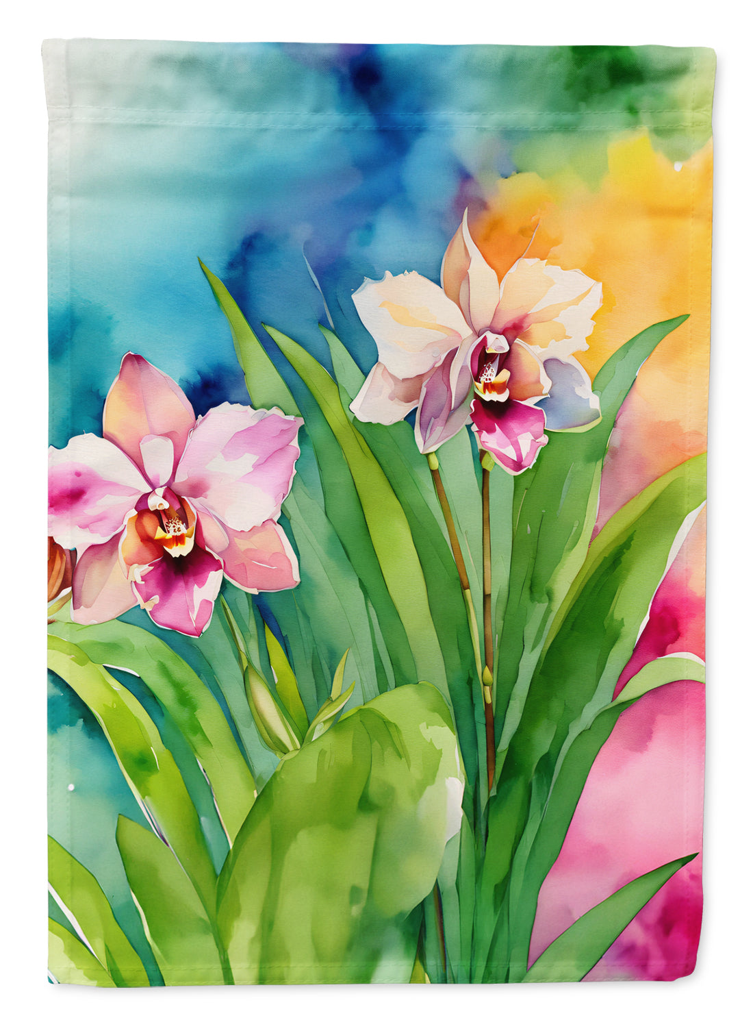 Orchids in Watercolor Garden Flag – Outdoor Decorative Yard Flag