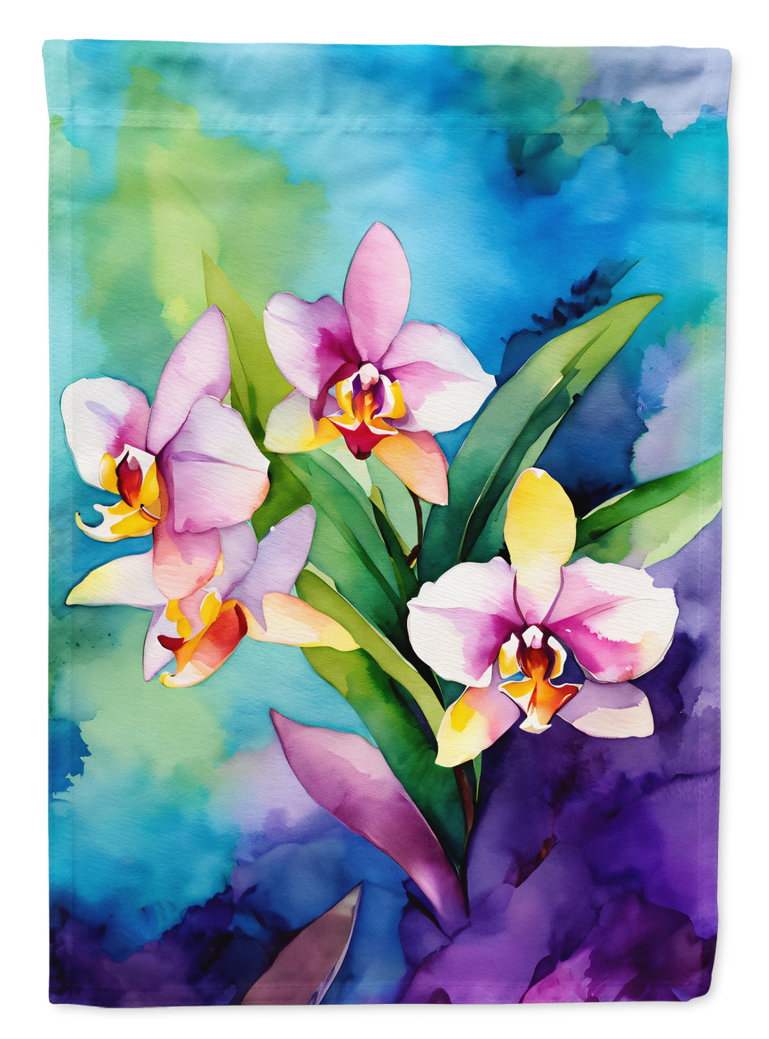 Orchids in Watercolor Garden Flag – Outdoor Decorative Yard Flag