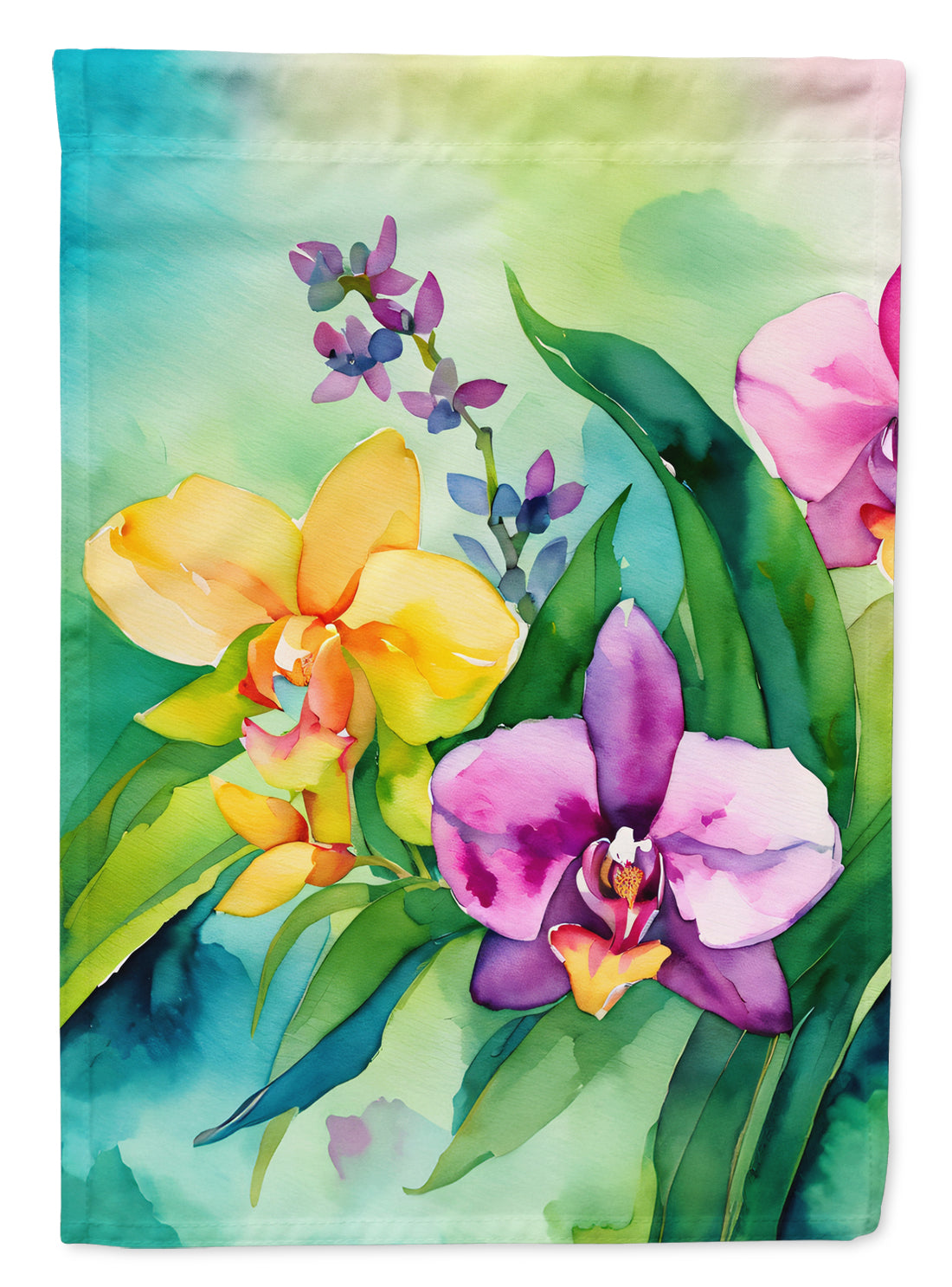 Orchids in Watercolor Garden Flag – Outdoor Decorative Yard Flag