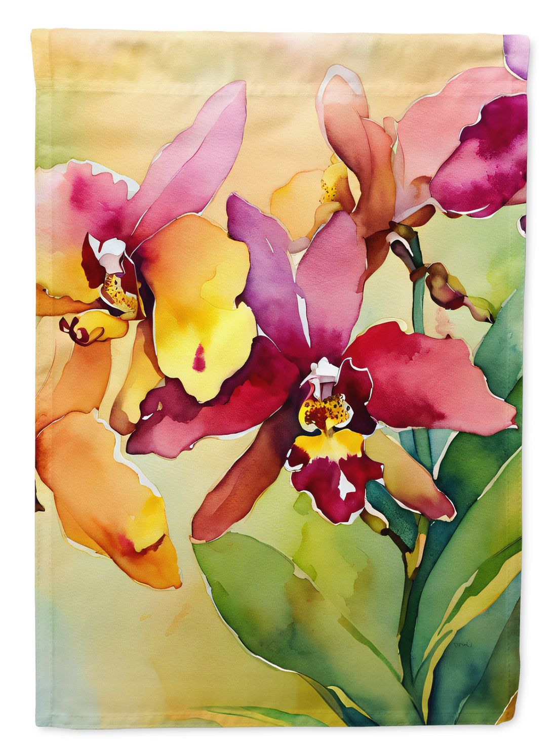 Orchids in Watercolor Garden Flag – Outdoor Decorative Yard Flag