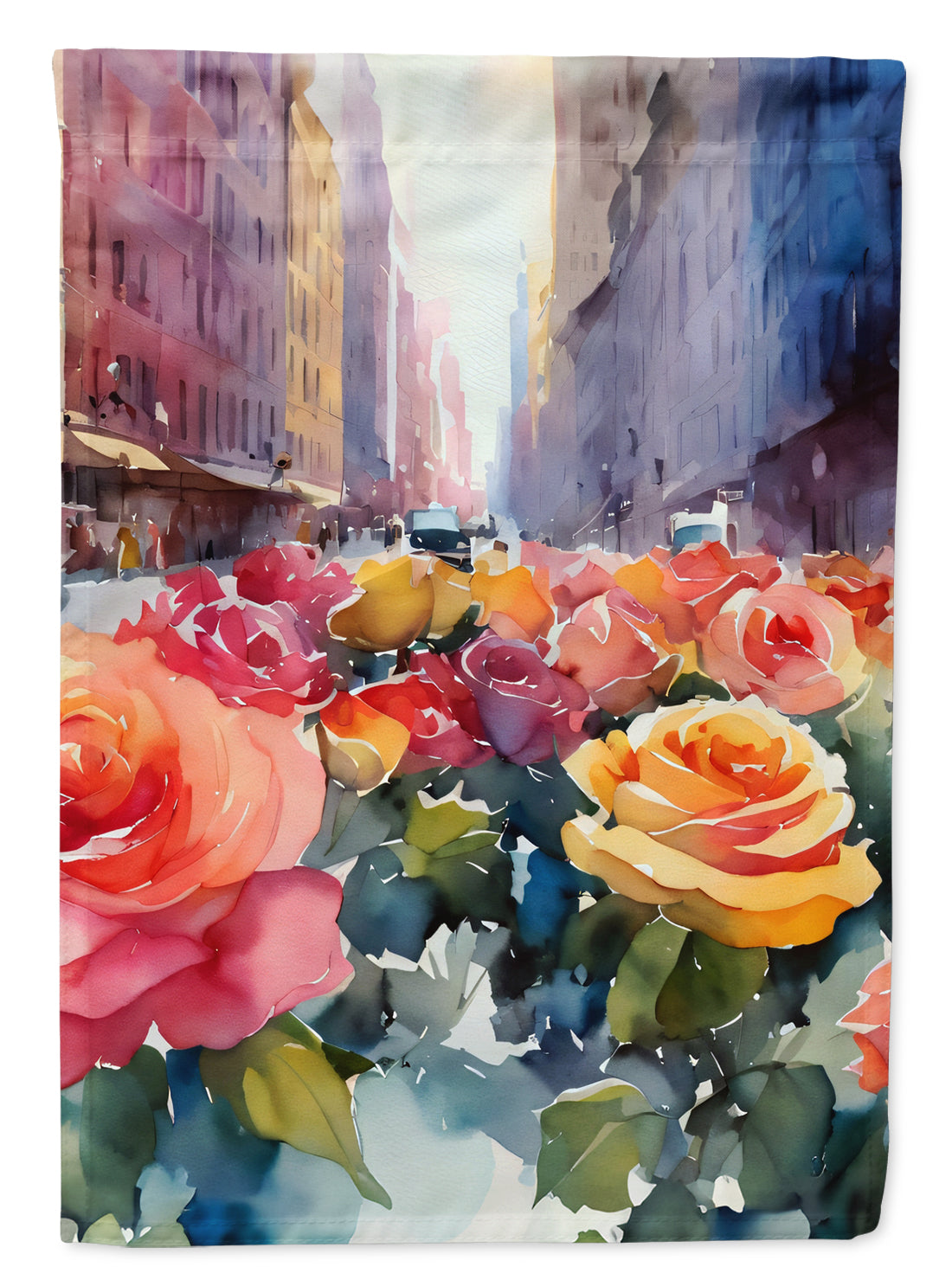 New York Roses in Watercolor House Flag