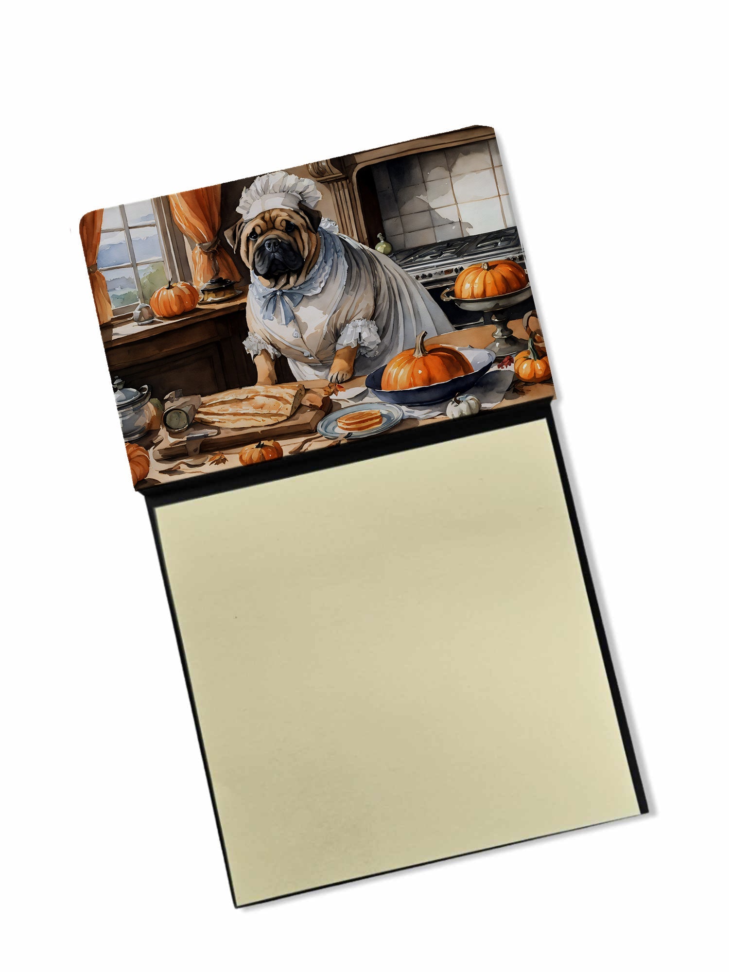 Shar Pei Fall Kitchen Pumpkins Sticky Note Holder- Refiilable Desk Acc